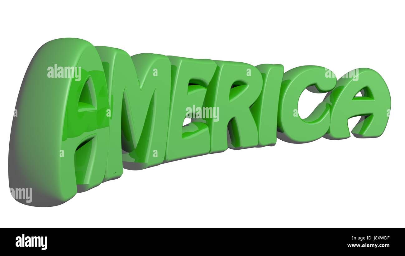"AMERICA" written with green 3D letters on white background Stock Photo ...