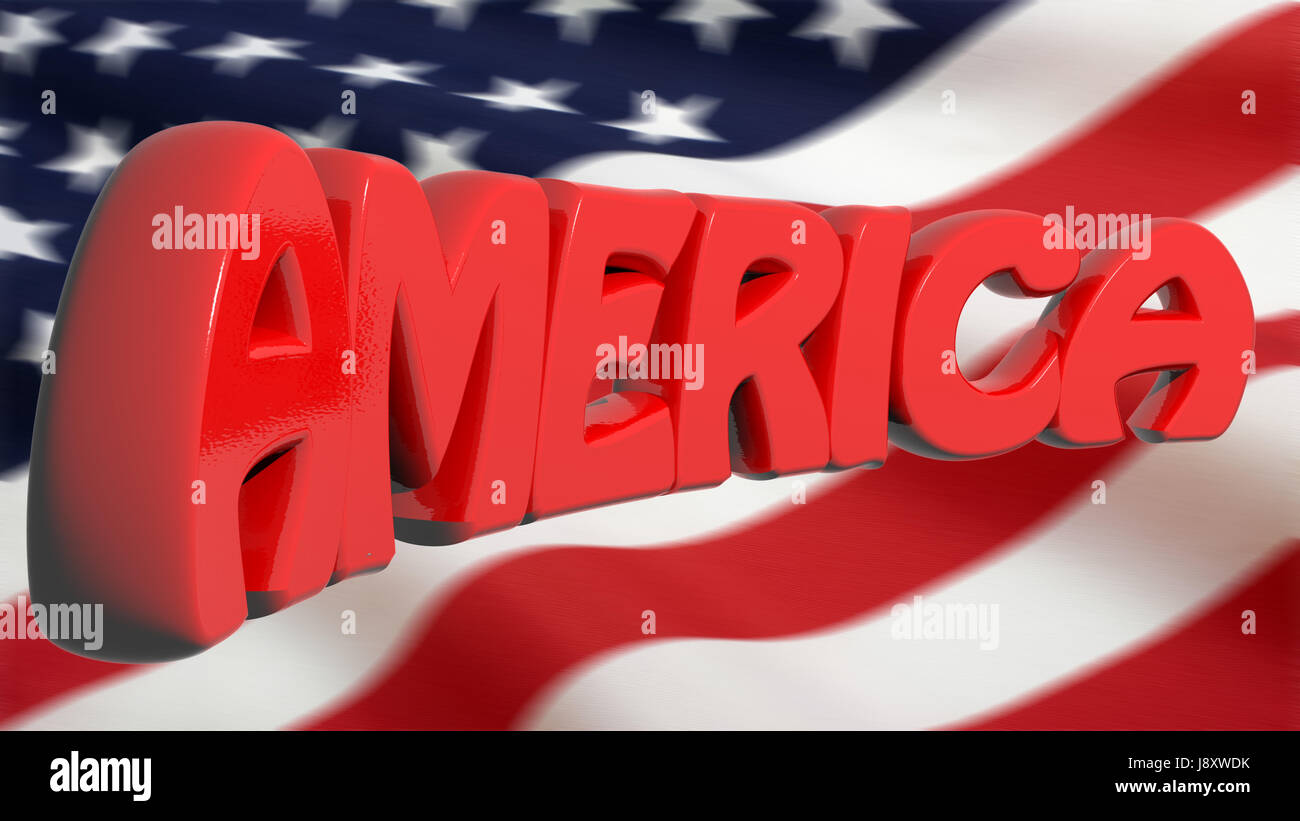 "AMERICA" written with red 3D letters on white background Stock Photo ...