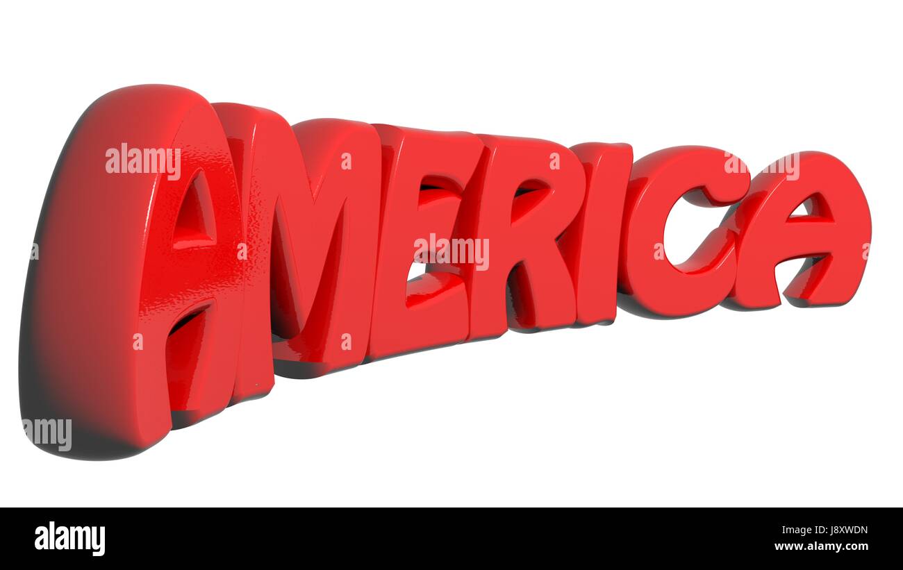 "AMERICA" written with red 3D letters on white background Stock Photo ...