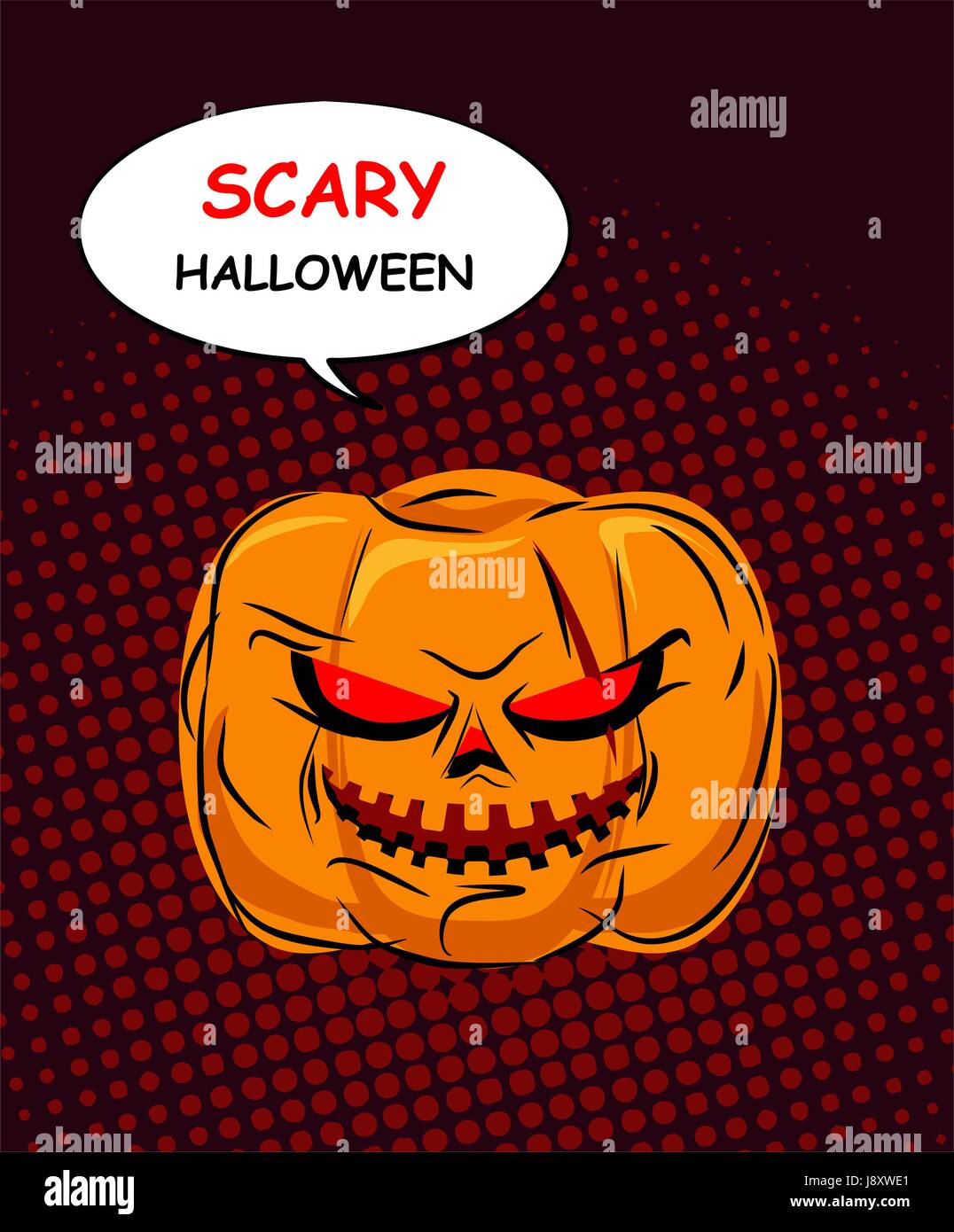 Scary Halloween. Horrible Pumpkin with red eyes symbol of holiday ...