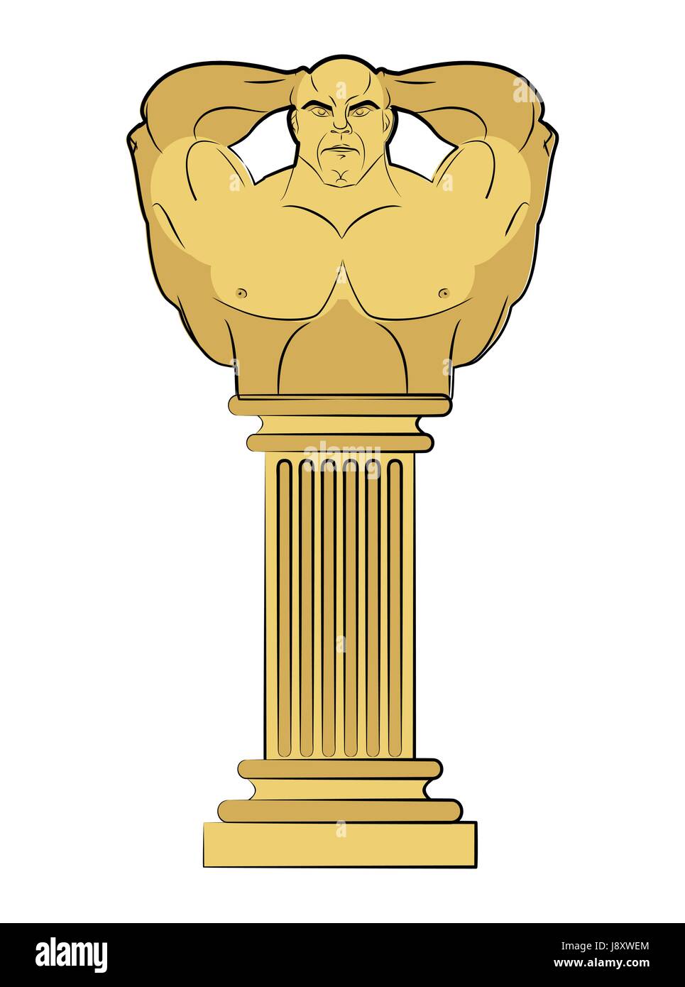 Torso bodybuilder on column pedestal. Classic antique sculpture. Vector ...