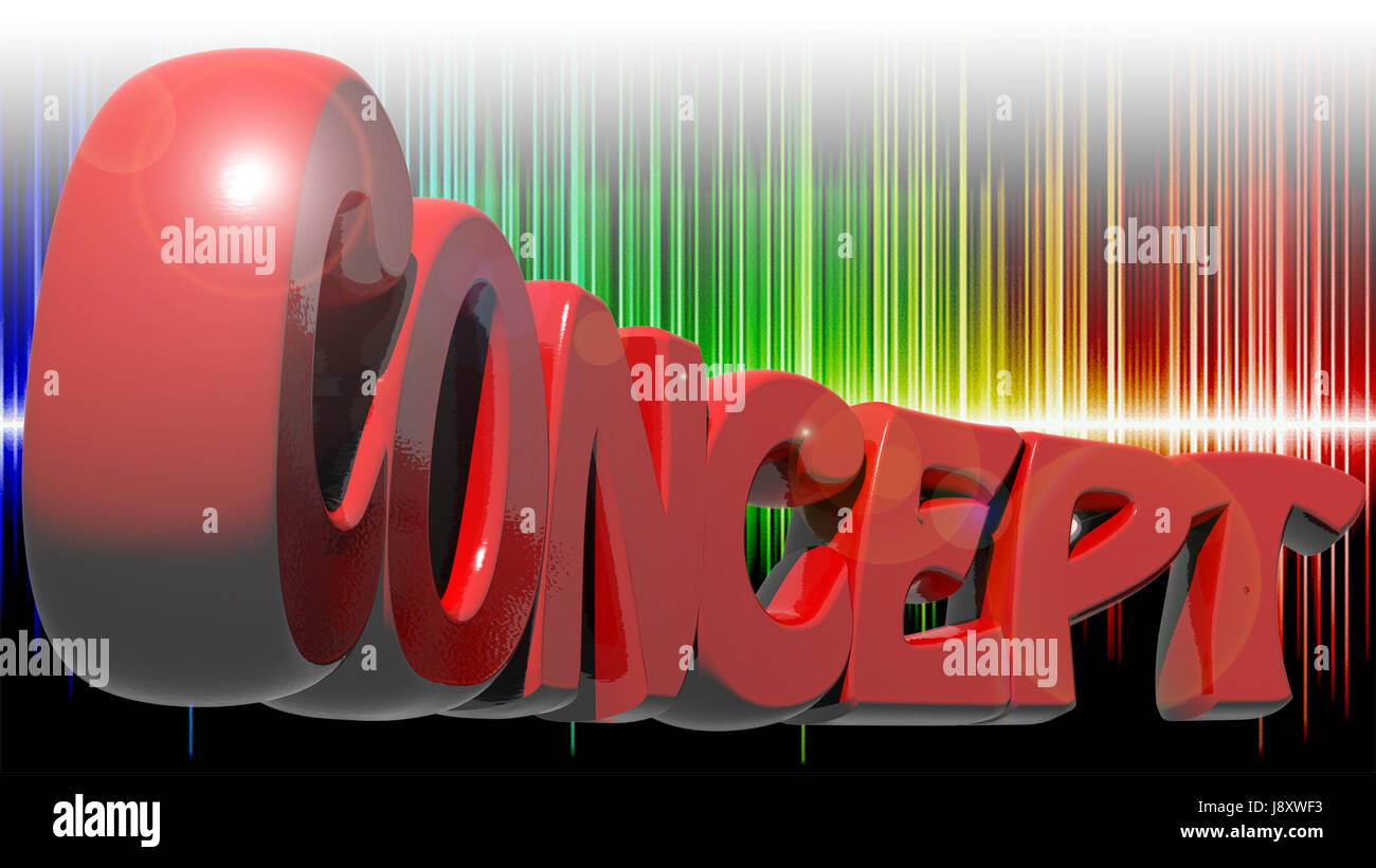 CONCEPT written with red 3D letters on colorful background Stock Photo ...
