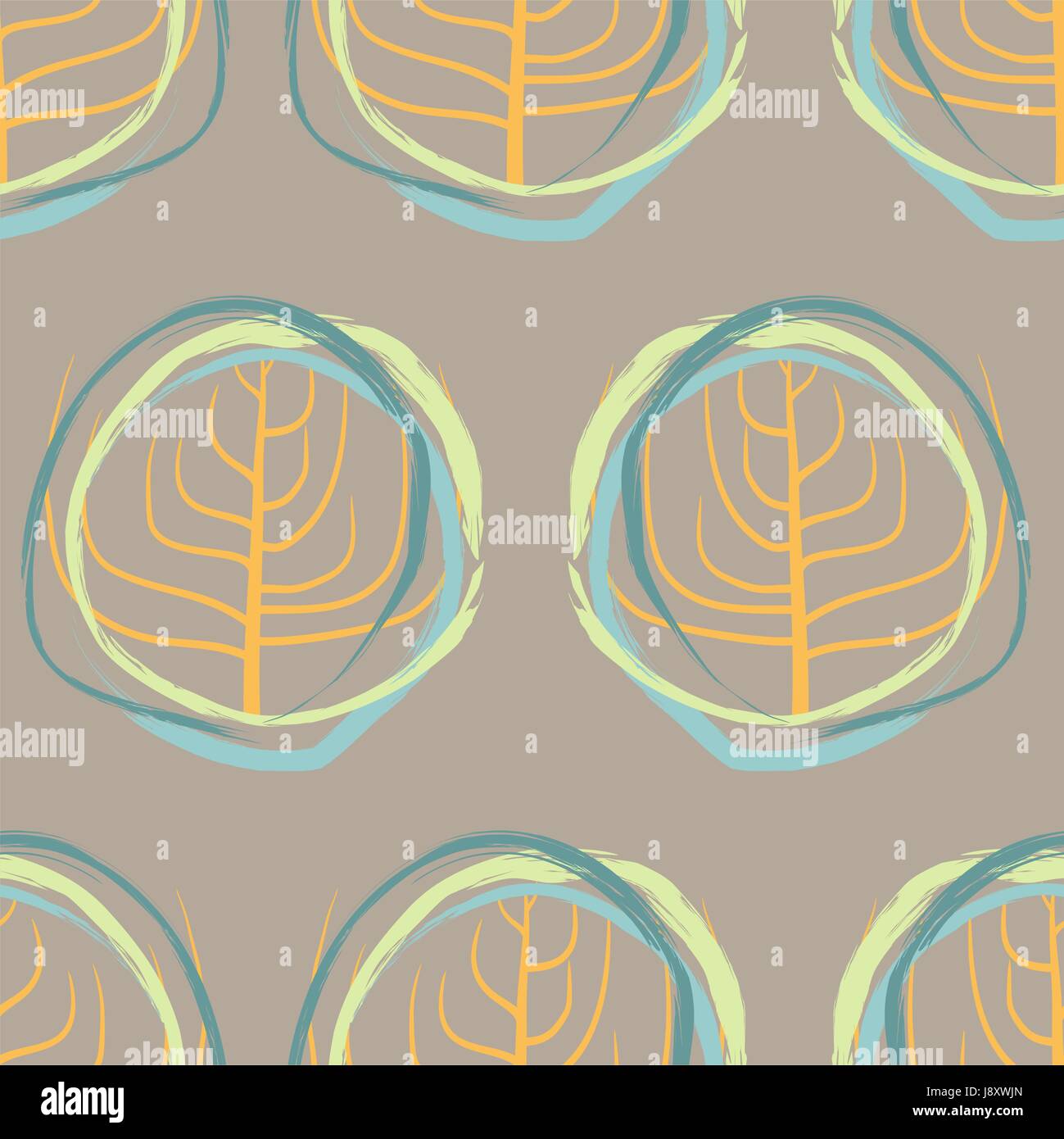 Silhouette of dry wood, squiggle pattern retro seamless. Vector vintage ...