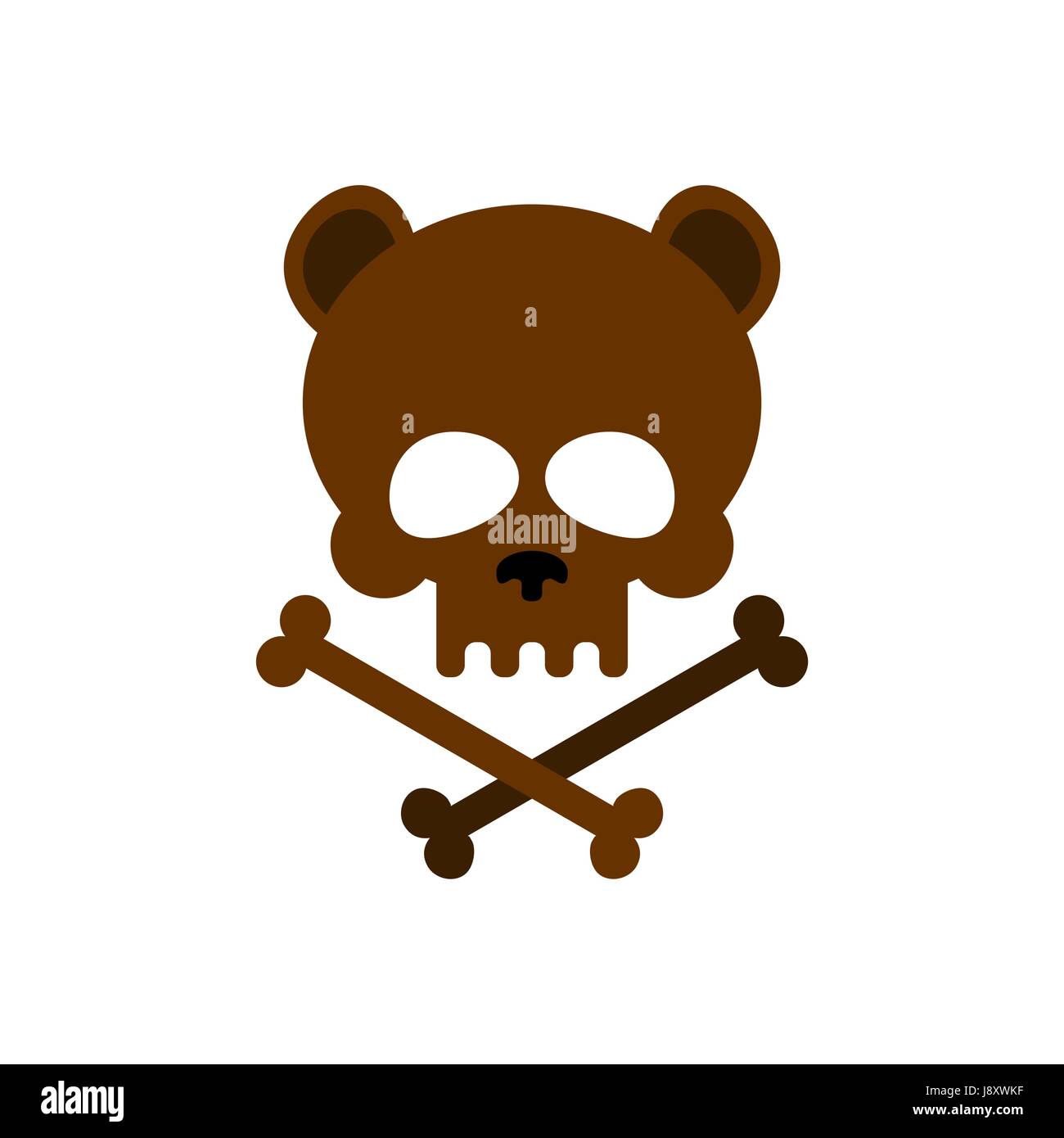 Cute bear skull with bones. Honey bear good skeletons head, kind. Logo, emblem for Halloween ...