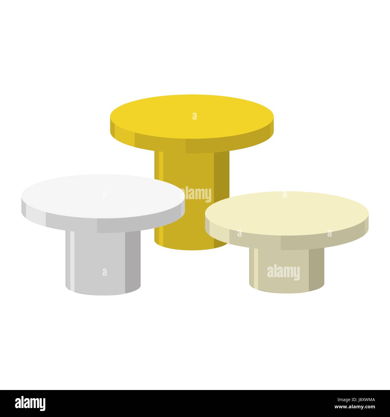 Sports Round podium on a white background. Three prizes: gold, silver ...