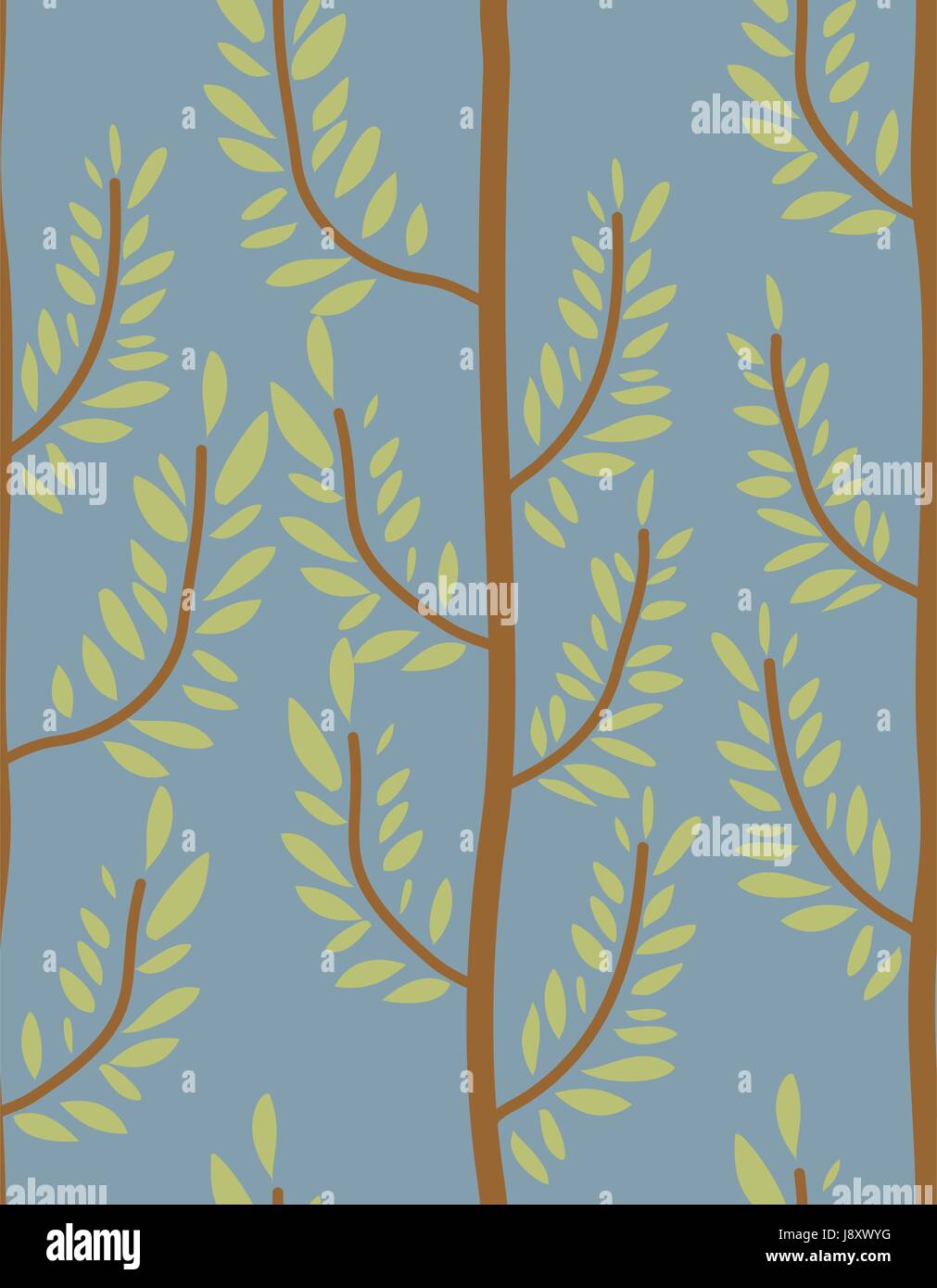 Trees seamless pattern. Trunk and leaf texture. Natural vector ...