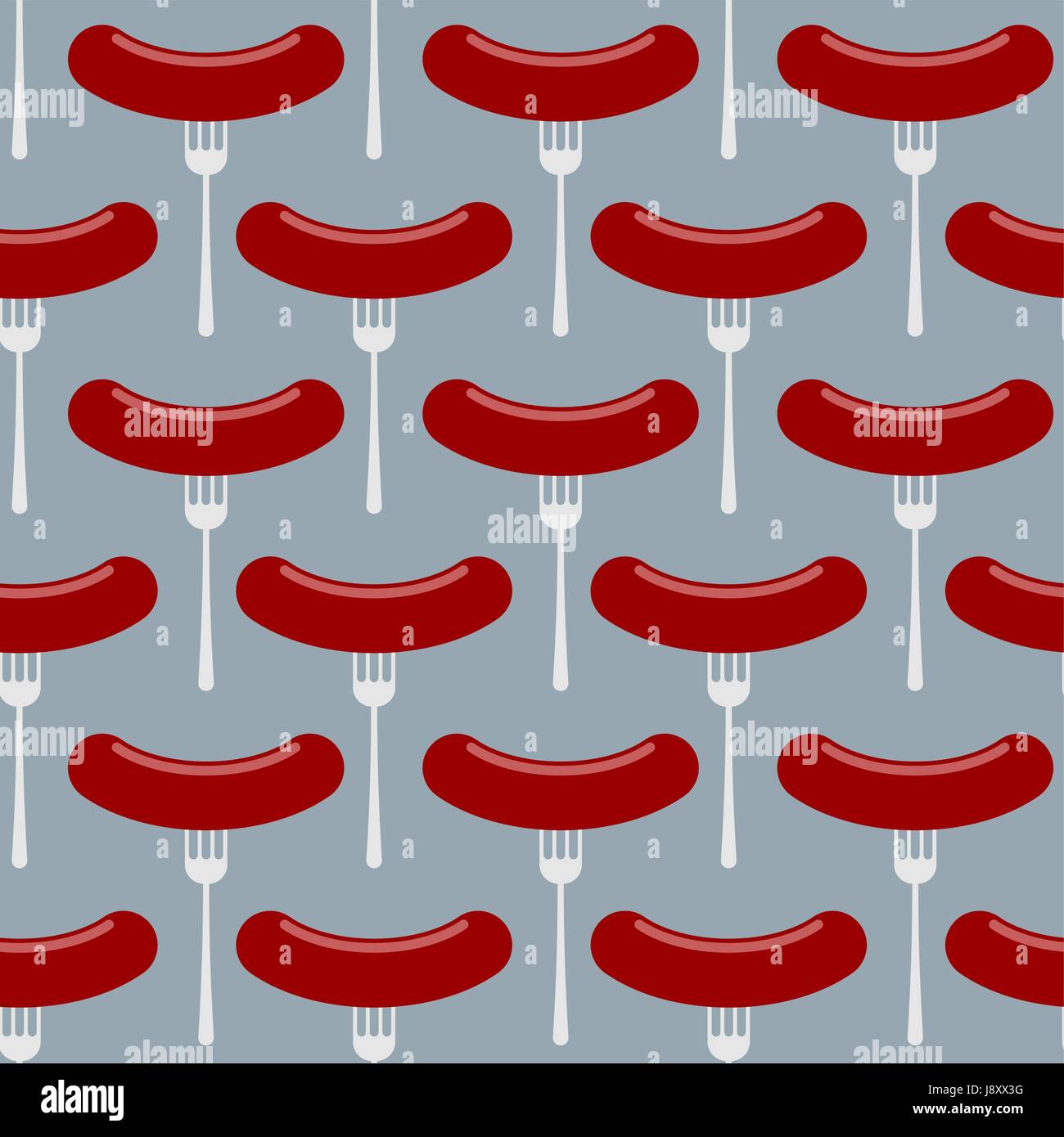 Sausage and fork seamless pattern. Vector background of meat food ...