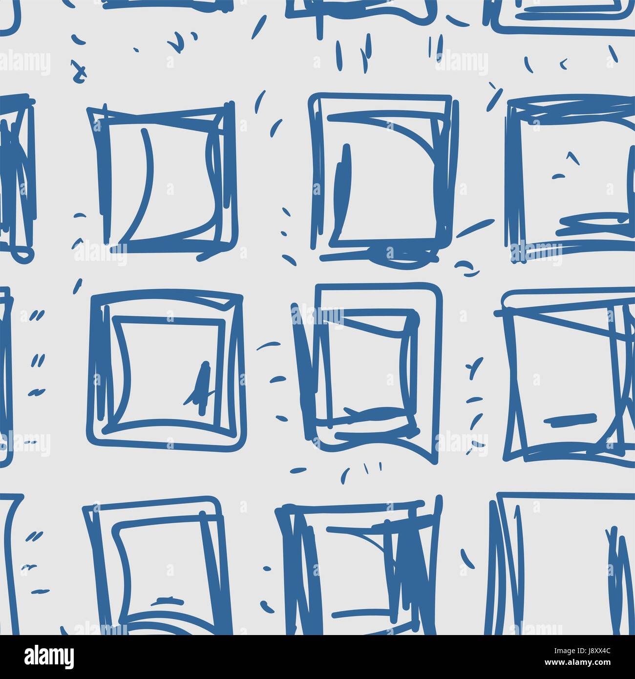 Geometrical hand drawing seamless pattern. Vintage pattern of squares ...