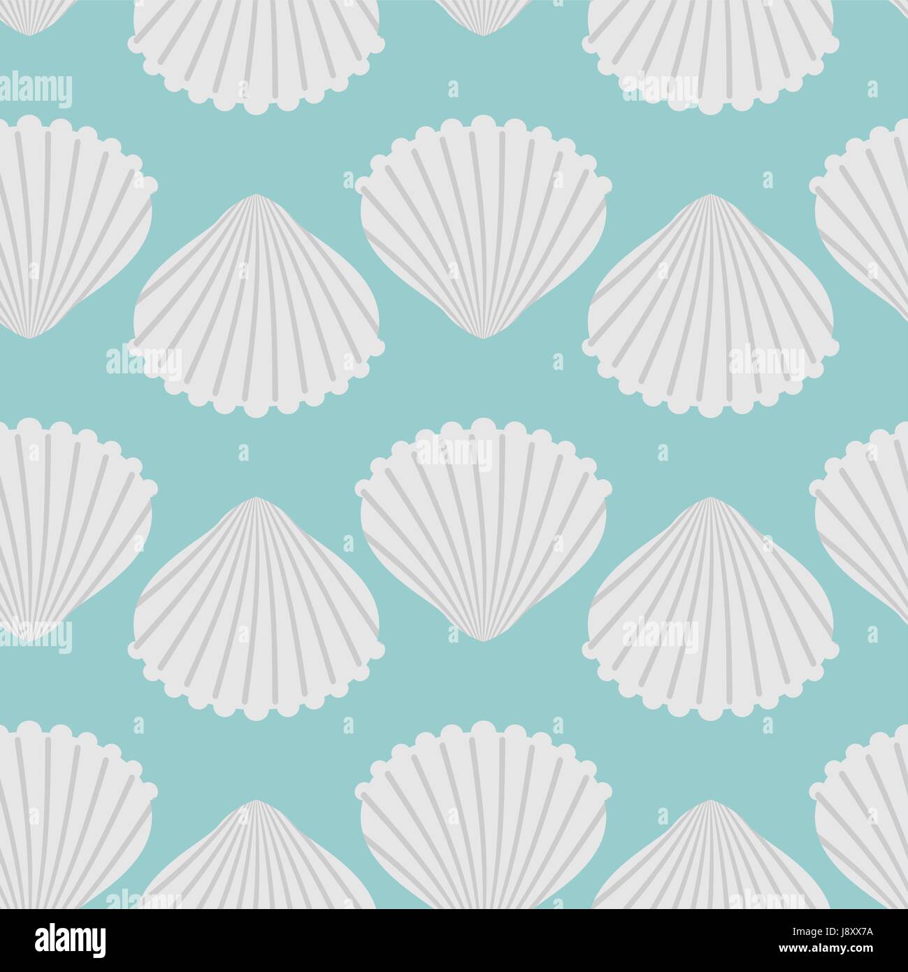 Seashell seamless pattern. Scallop vector background. Retro fabric ...