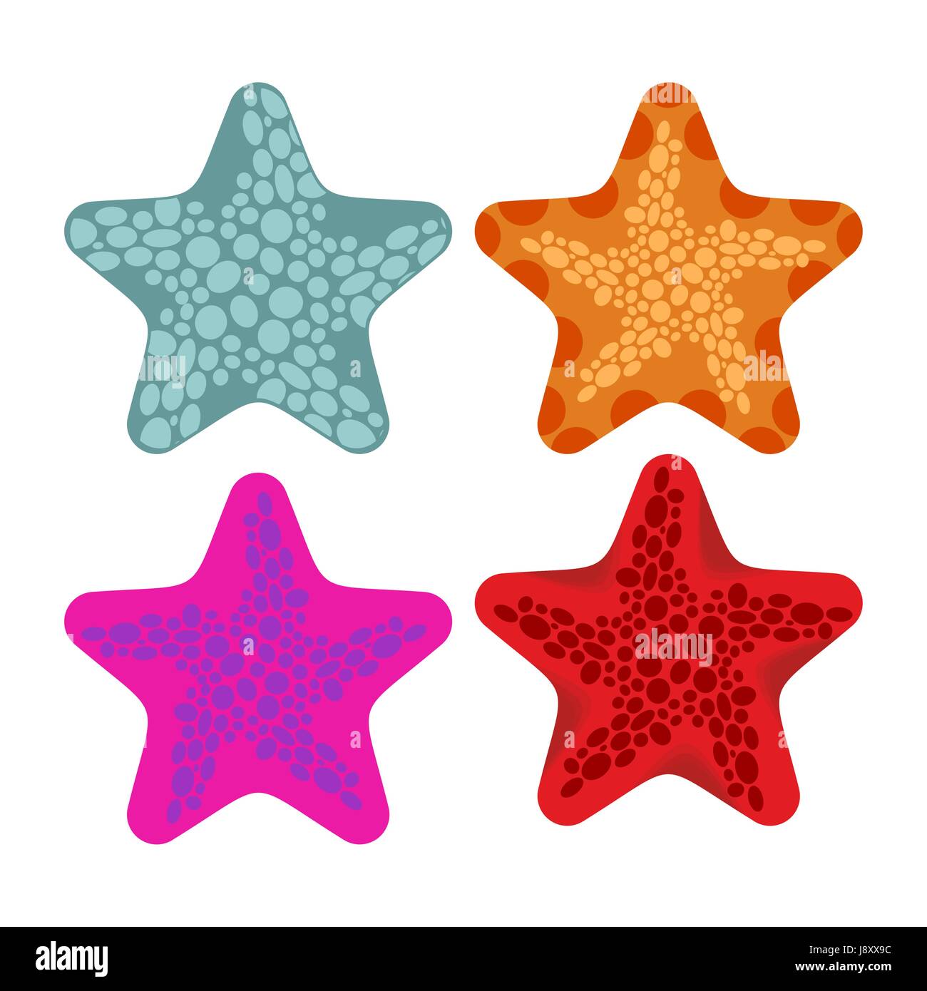 Set colored starfish. Animals of ocean. Vector illustration Stock ...
