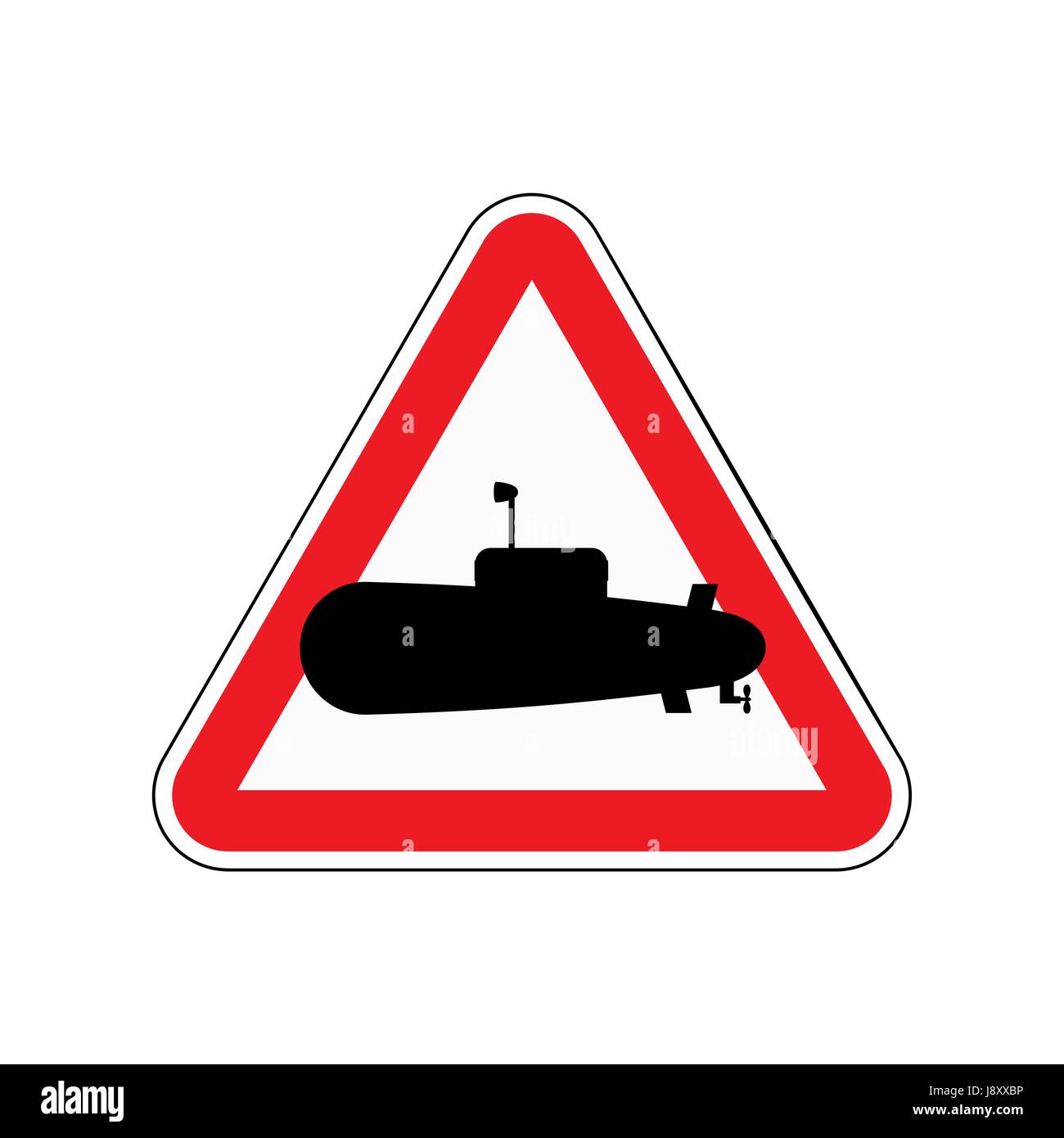 Sign of attention submarine. Red triangle with silhouette of underwater ...