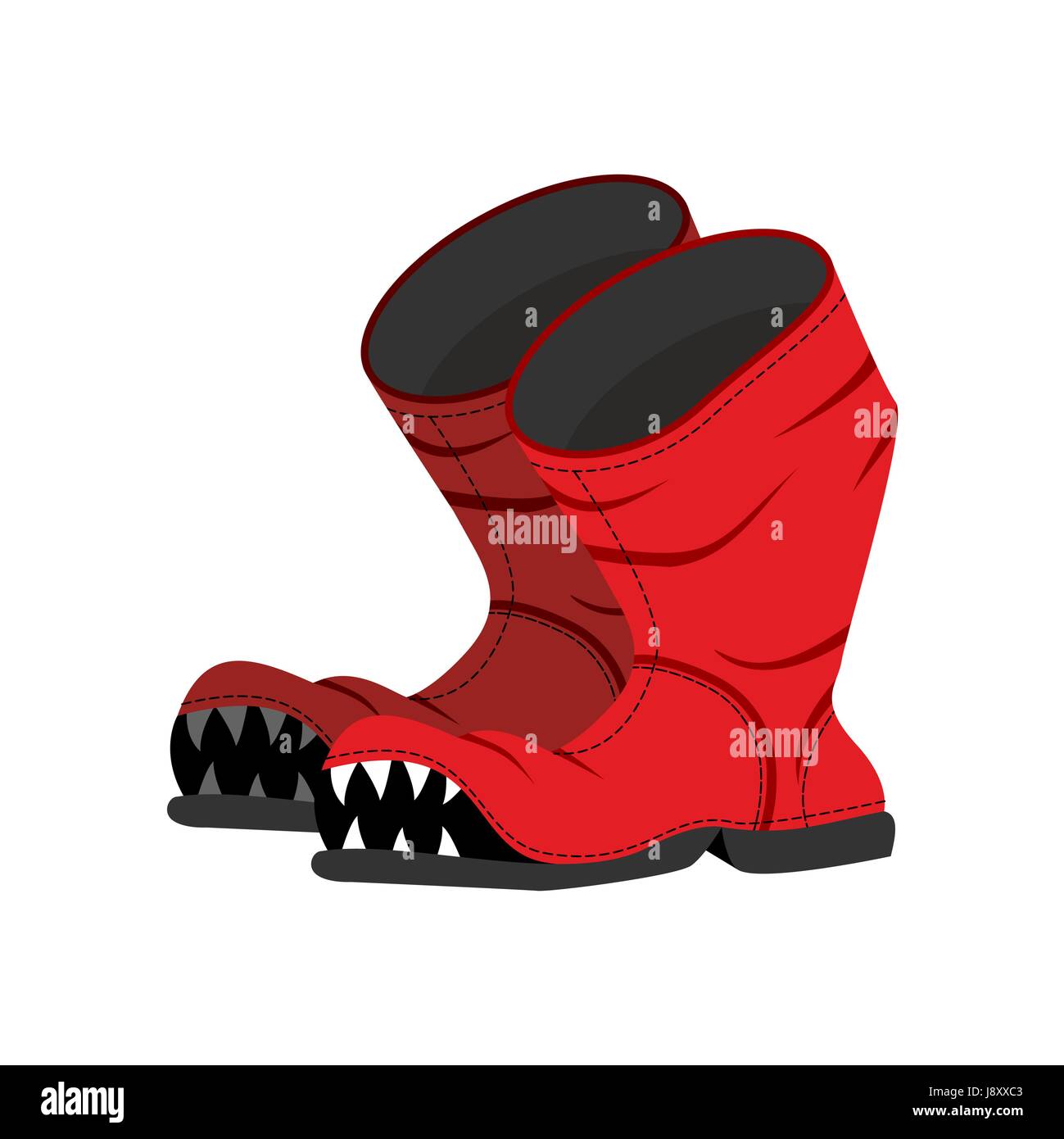 Broken boot with teeth. Old shoes with hole. Dreaded boot Stock Vector ...