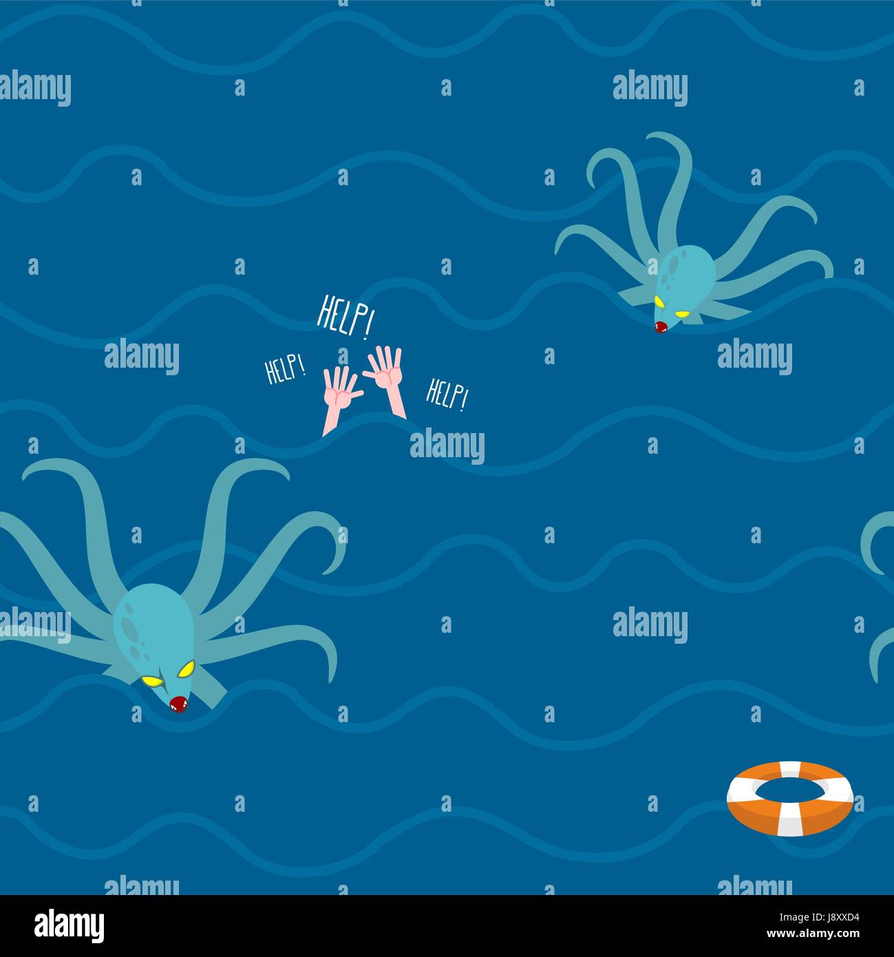 Lifebuoy drowning man in sea hi-res stock photography and images - Alamy