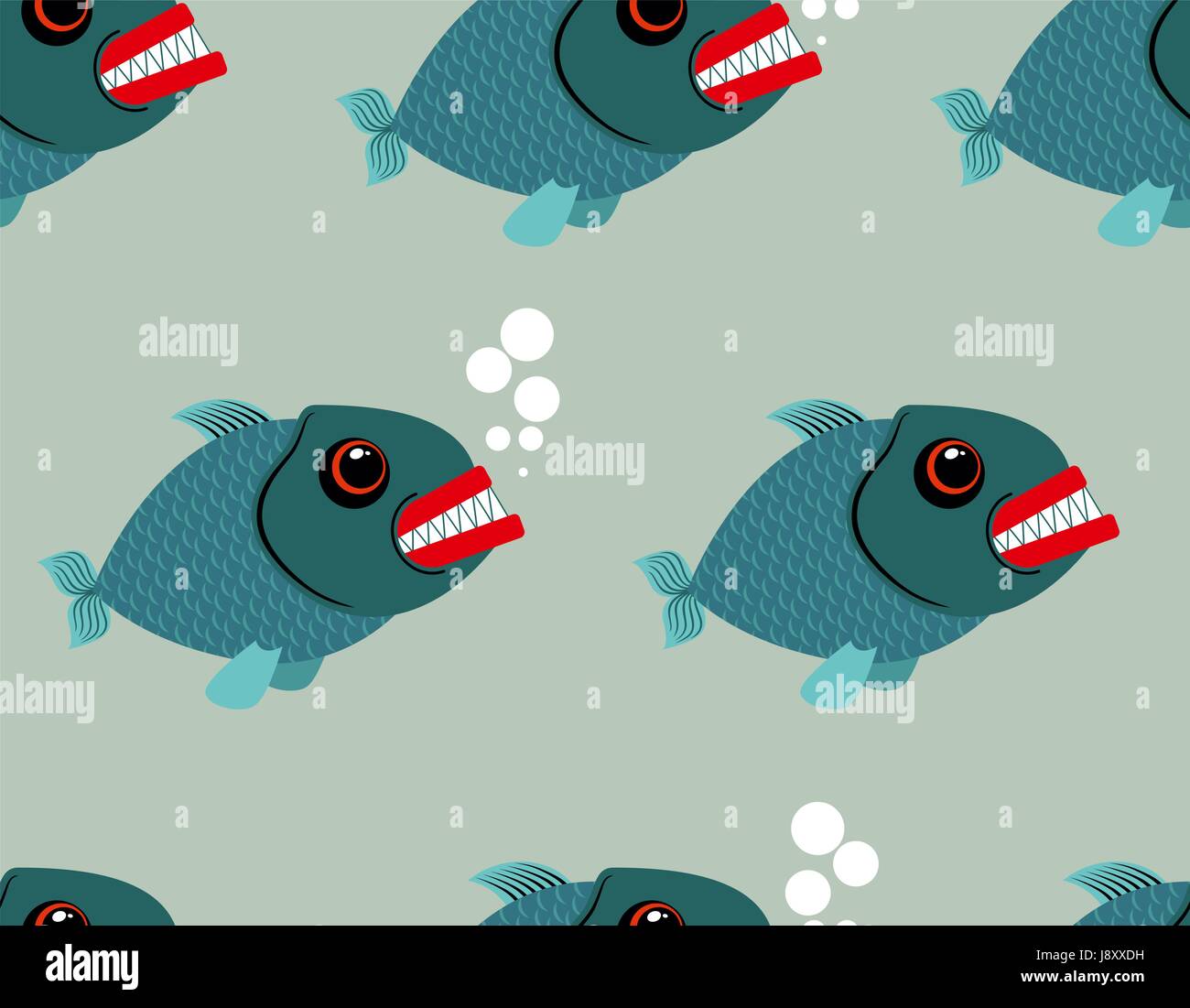 Piranha seamless pattern. Toothy fish vector background. Terrible ... Piranha seamless pattern. Toothy fish vector background. Terrible ...