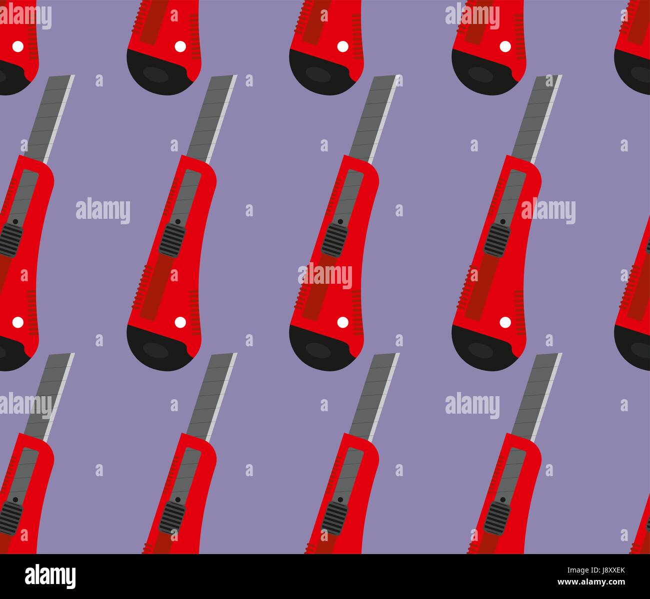 Office knife seamless pattern. Office knife vector background. Red ...
