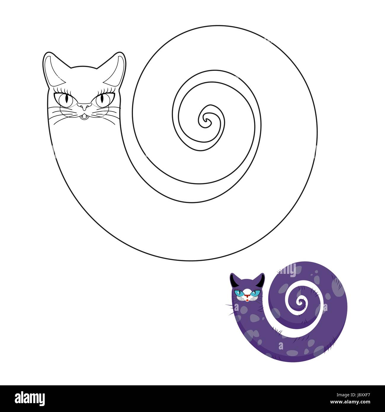 Cat breeds cat "snake" coloring book. Fabulous pet cat with head and ...