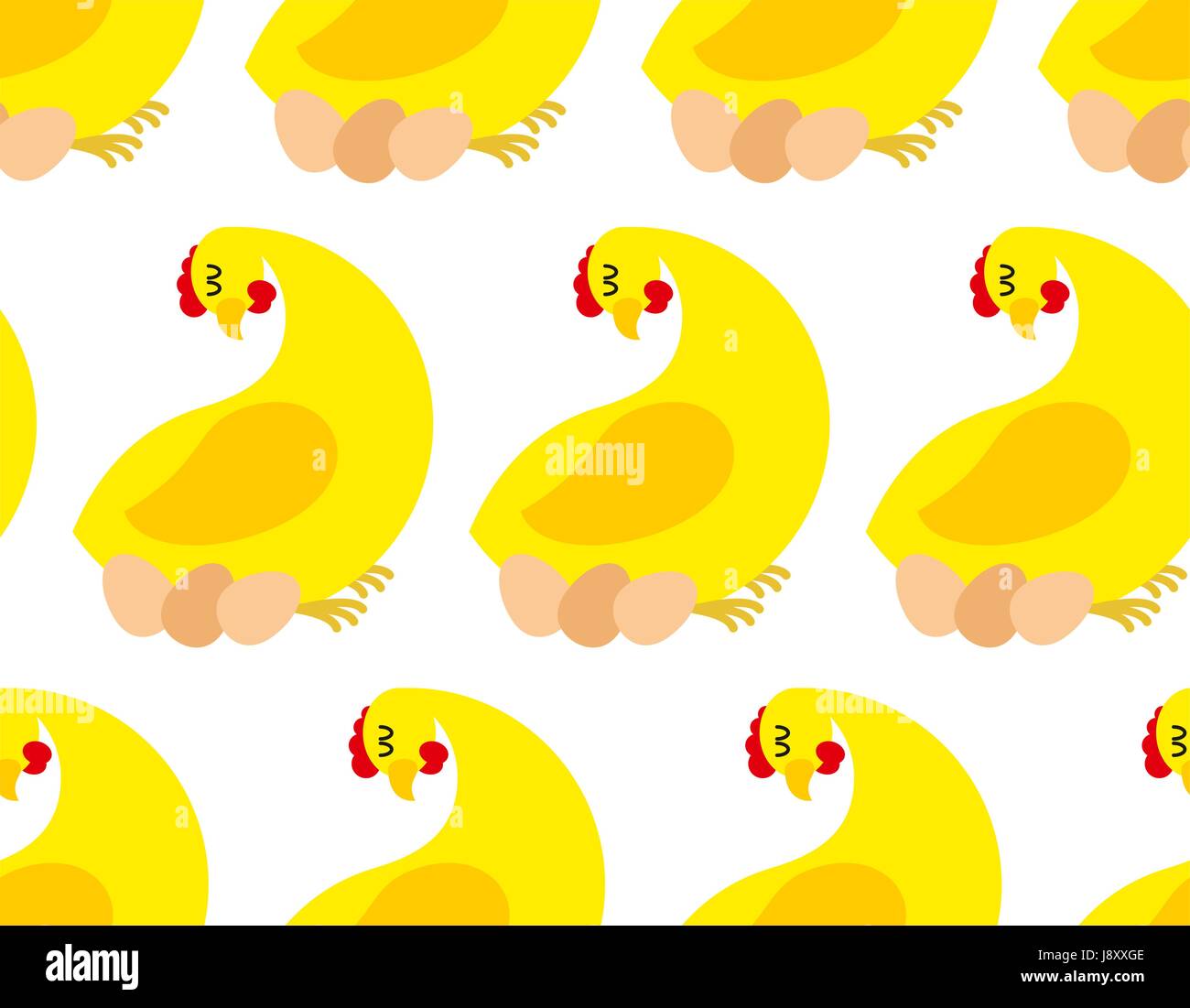 Chicken farm seamless pattern. Vector background of chickens and eggs ...