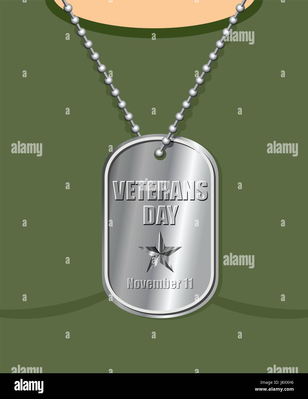 Veterans Day. Military Medallion from soldier in neck. Soldiers badge ...