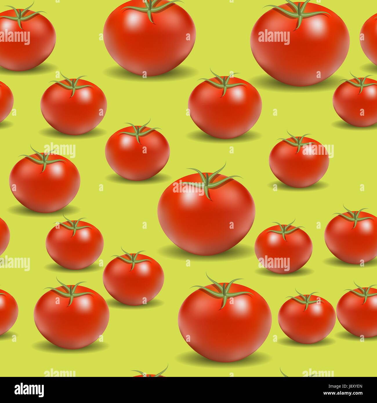 Fresh Red Tomato Pattern on Yellow Background Stock Vector Image & Art ...