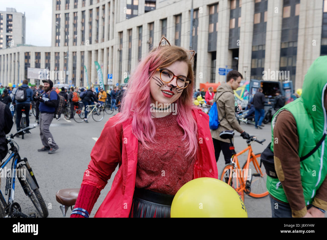 Many cyclists participate in bicycle parade around the city centre ...