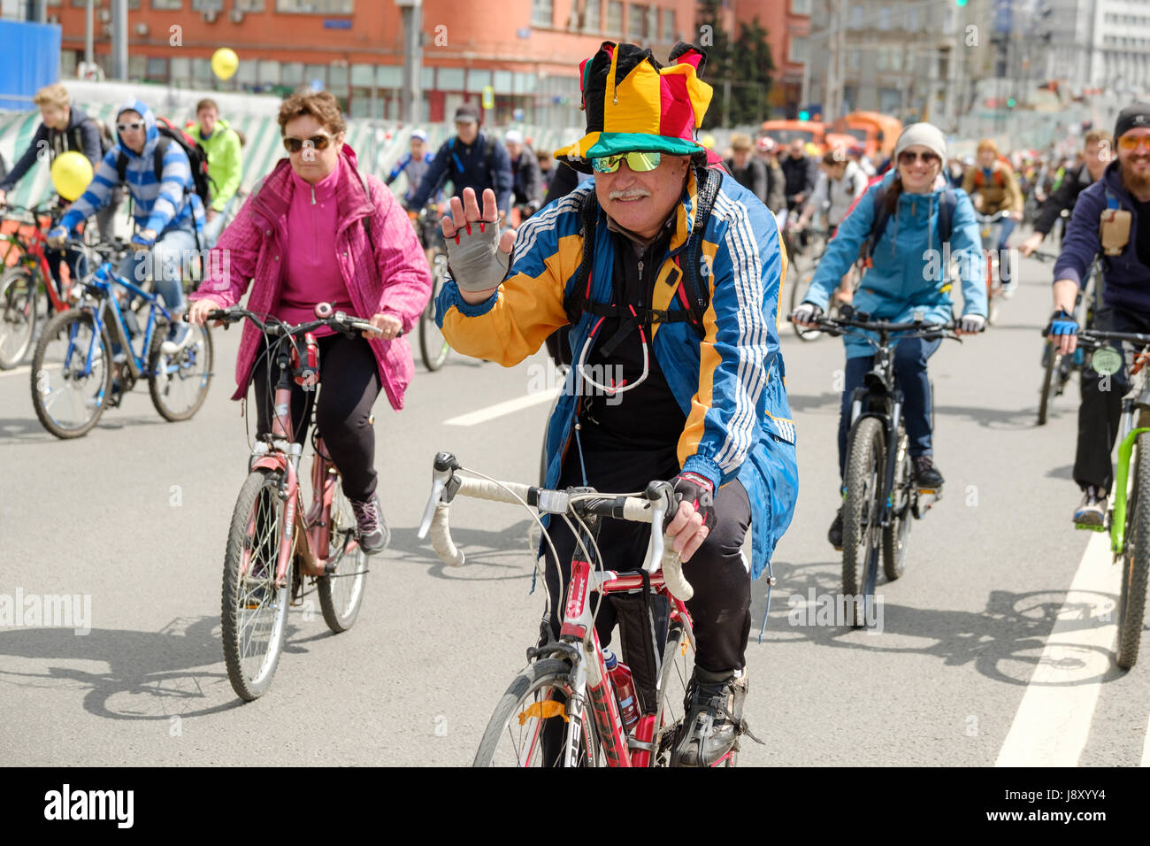 Many cyclists participate in bicycle parade around the city centre ...