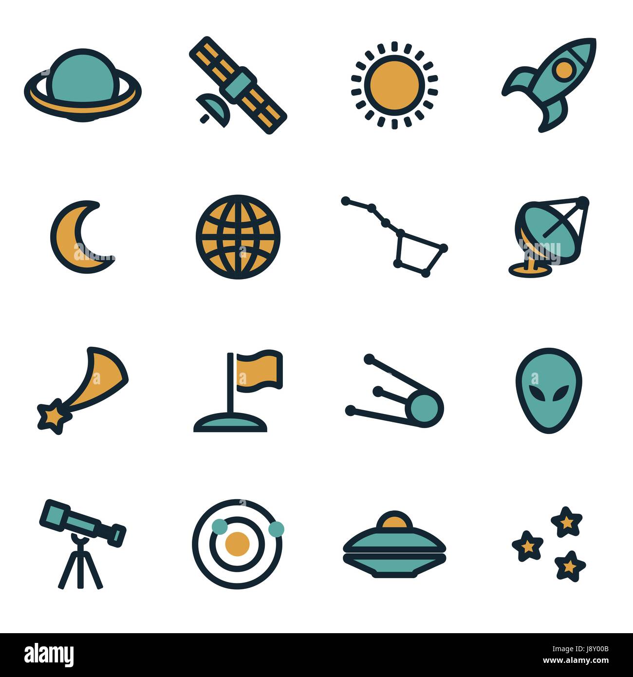 Flat space icons Stock Vector Images - Alamy