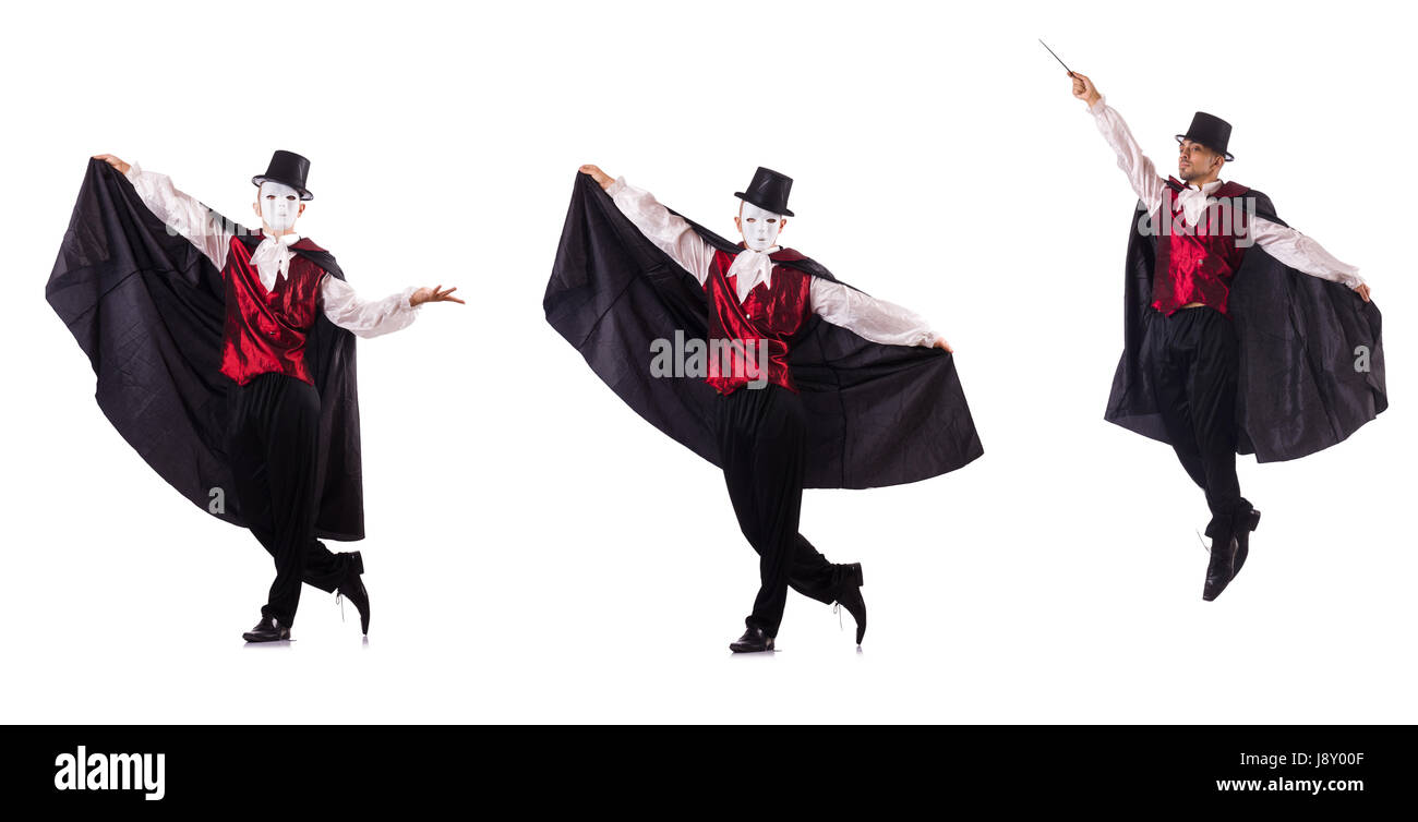 Man magician isolated on white Stock Photo - Alamy