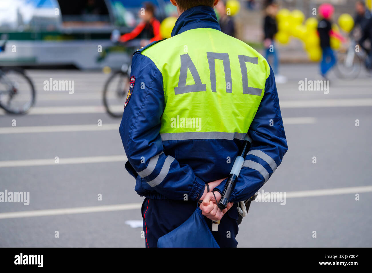 Traffic policeman works on a street at day time Stock Photo - Alamy