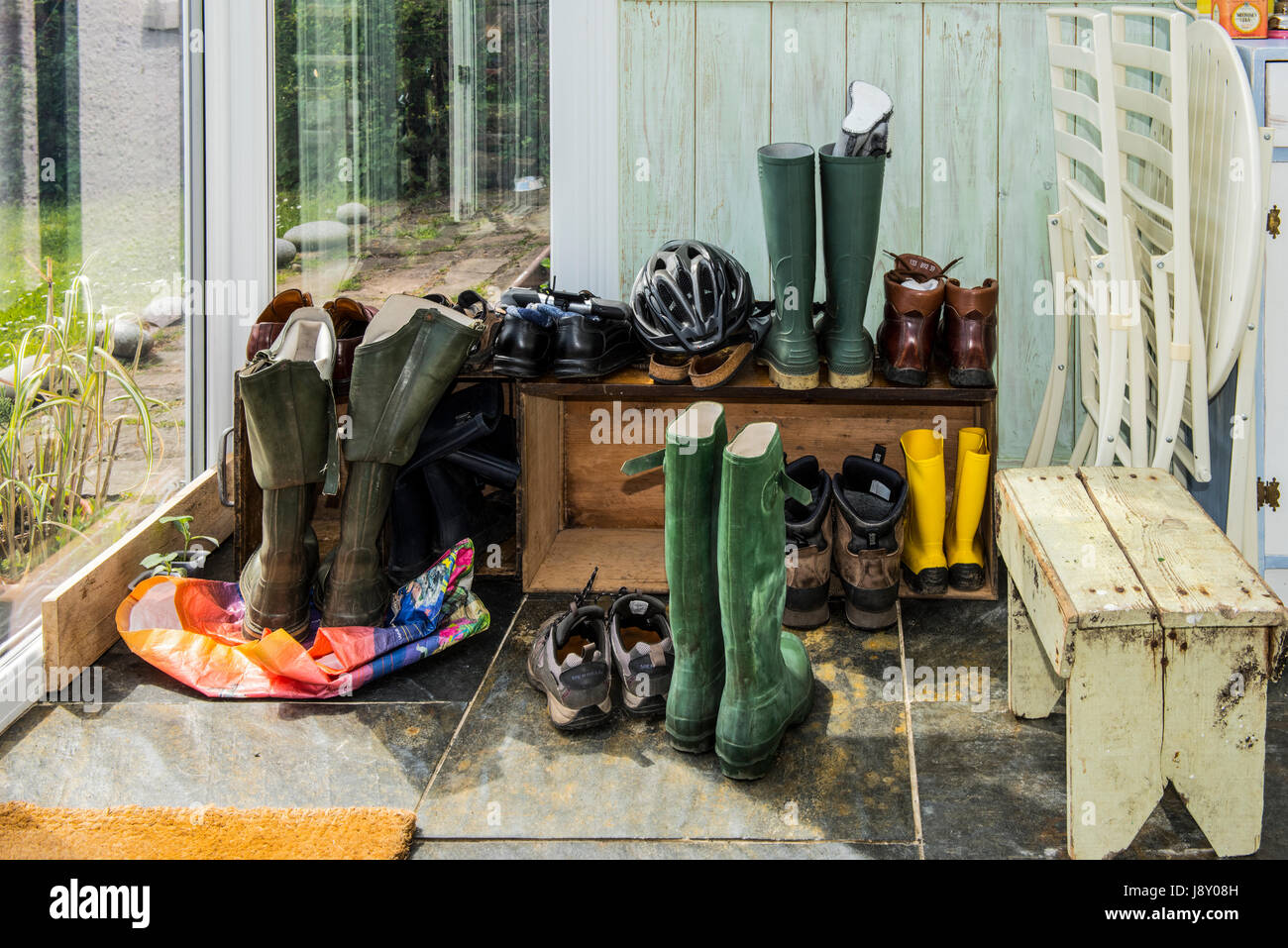 Boots shelf hi-res stock photography and images - Alamy