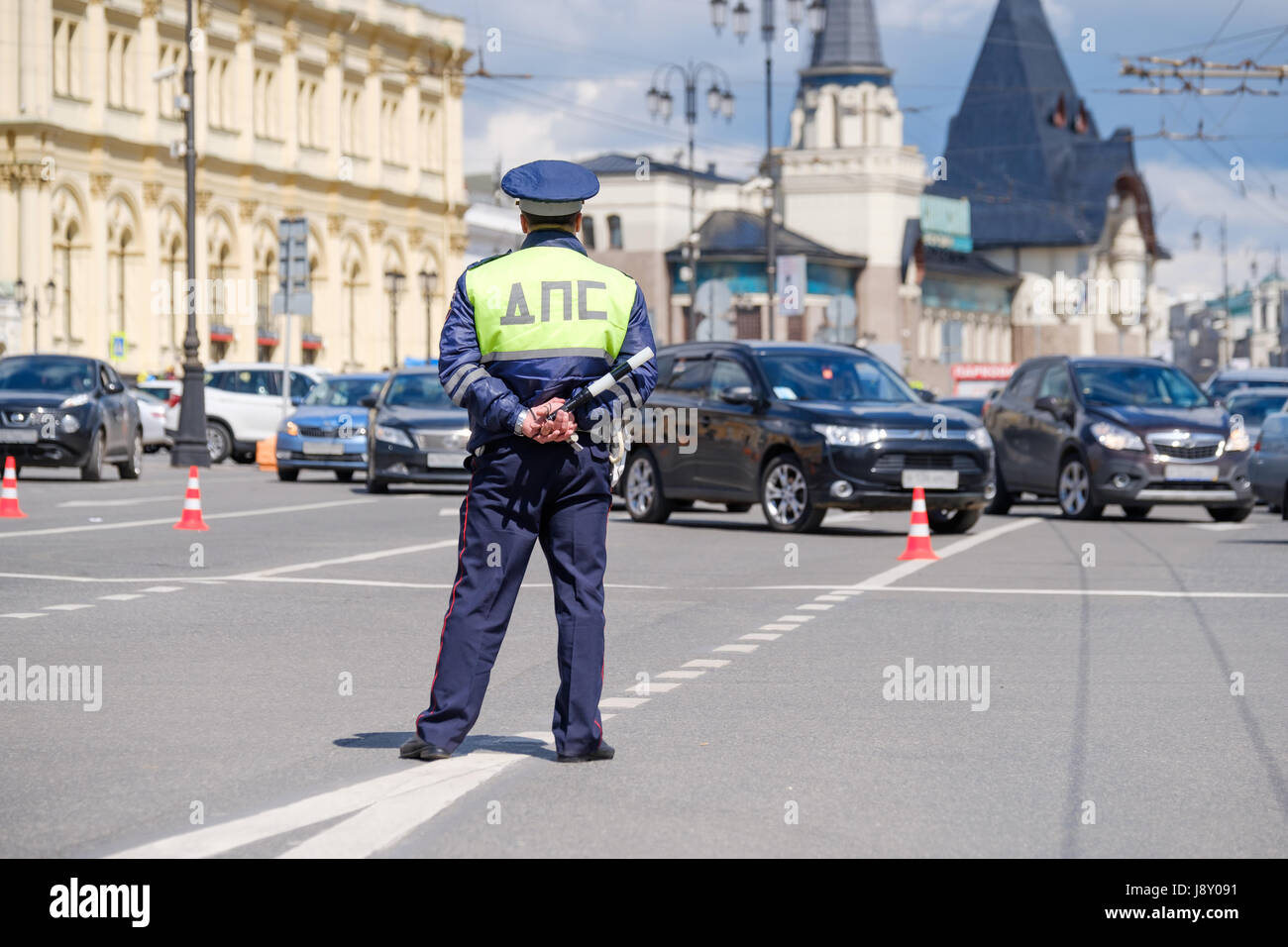 Traffic policeman works on the street at day time Stock Photo - Alamy