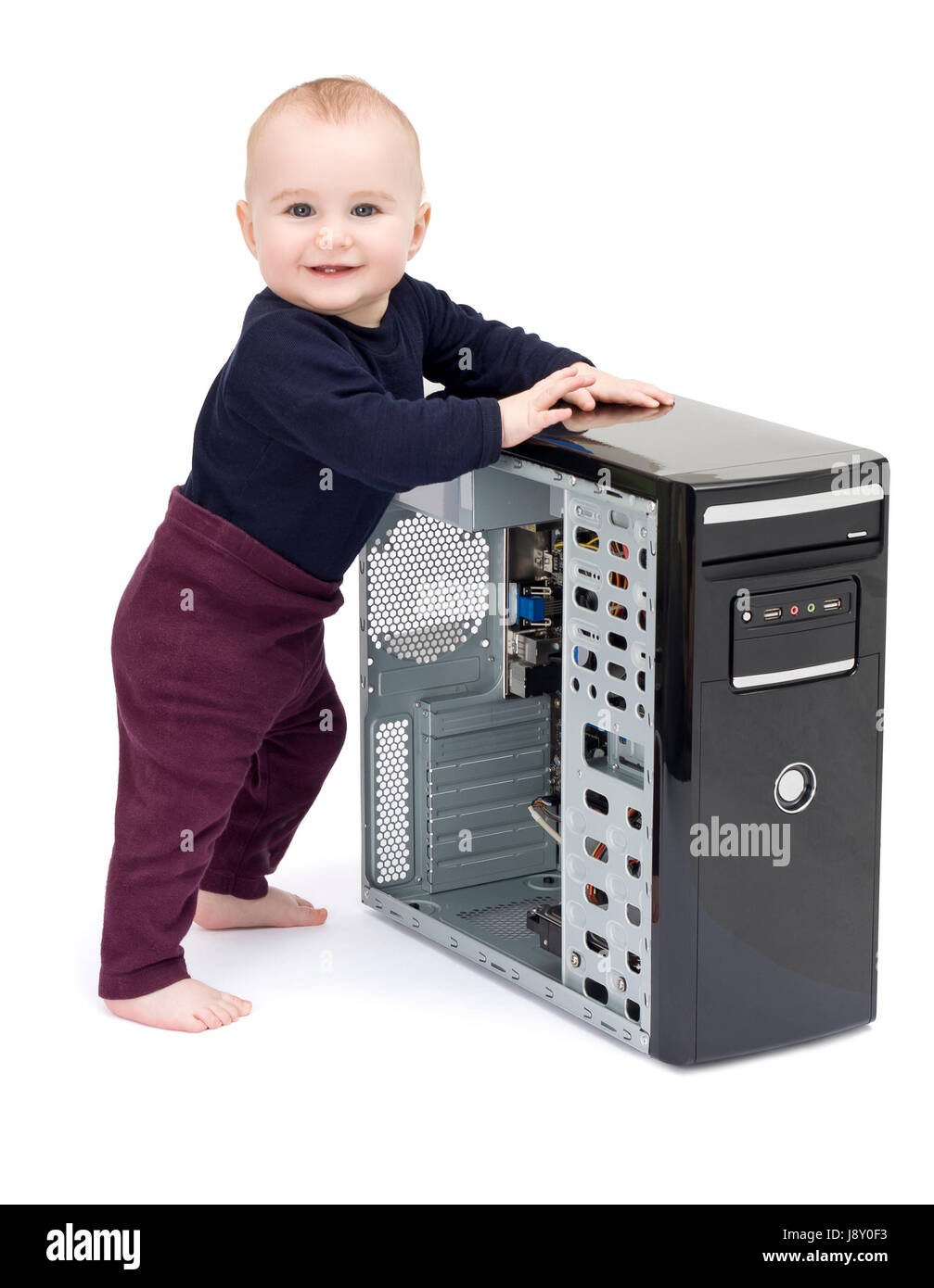 young child with open computer Stock Photo - Alamy