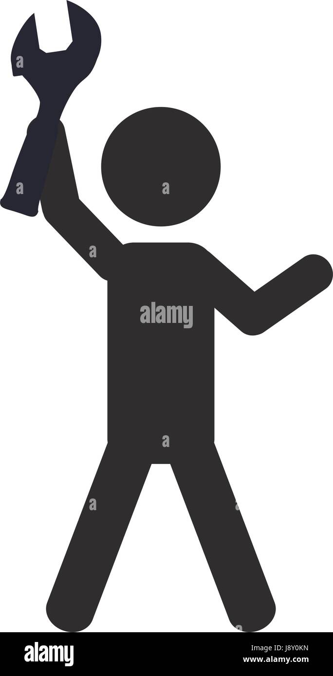 Worker with wrench pictogram Stock Vector Image & Art - Alamy