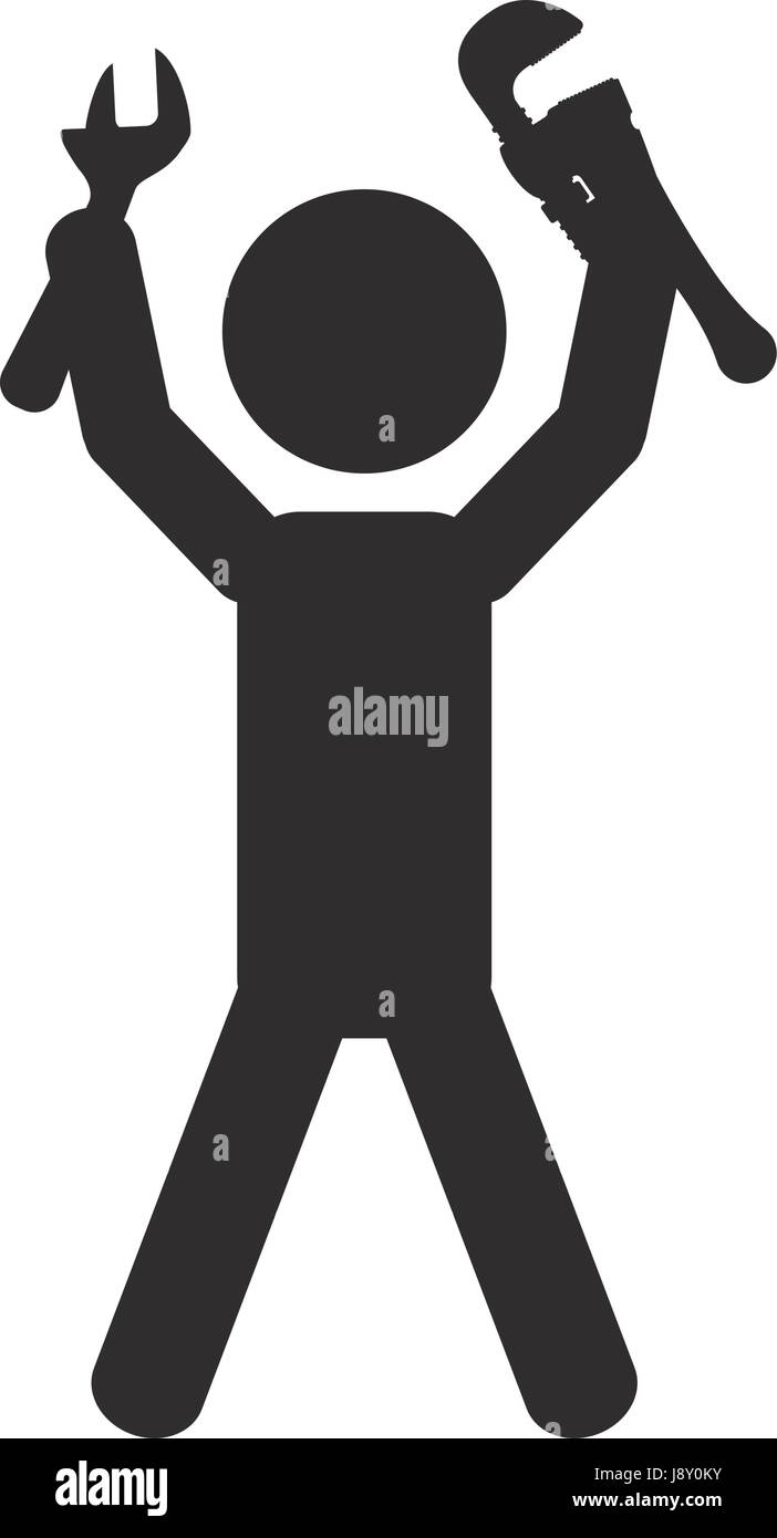 Worker with wrench pictogram Stock Vector Image & Art - Alamy