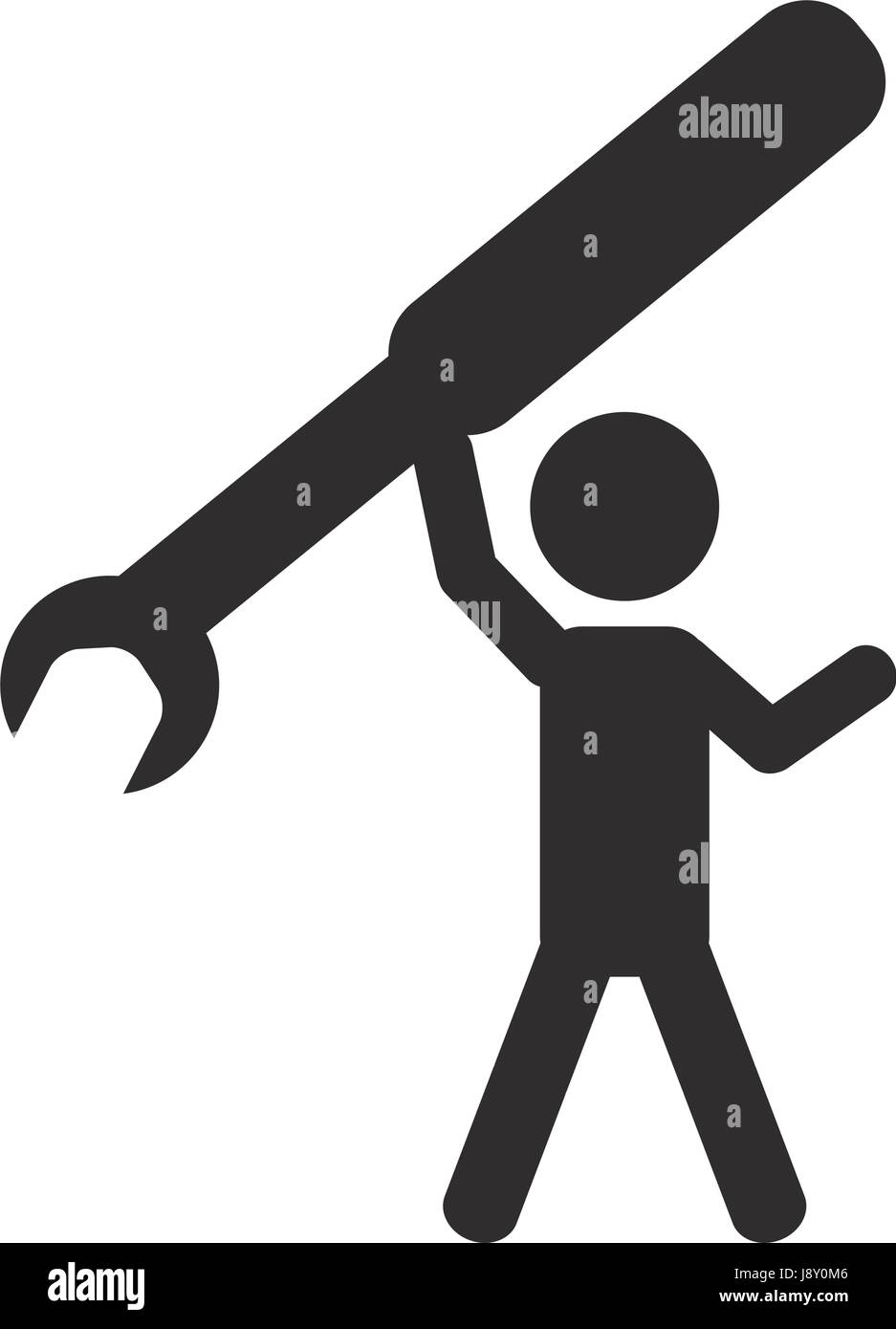 Worker with wrench pictogram Stock Vector Image & Art - Alamy