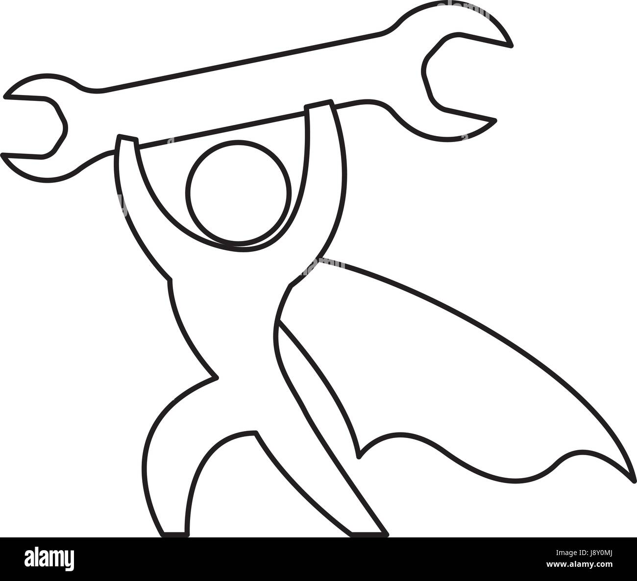 Worker with wrench pictogram Stock Vector Image & Art - Alamy