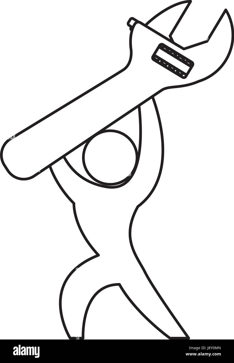 Worker with wrench pictogram Stock Vector Image & Art - Alamy