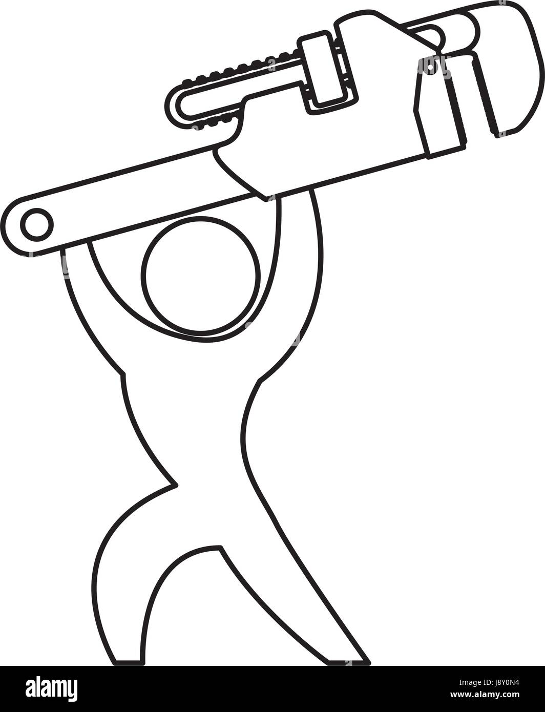 Worker with wrench pictogram Stock Vector Image & Art - Alamy