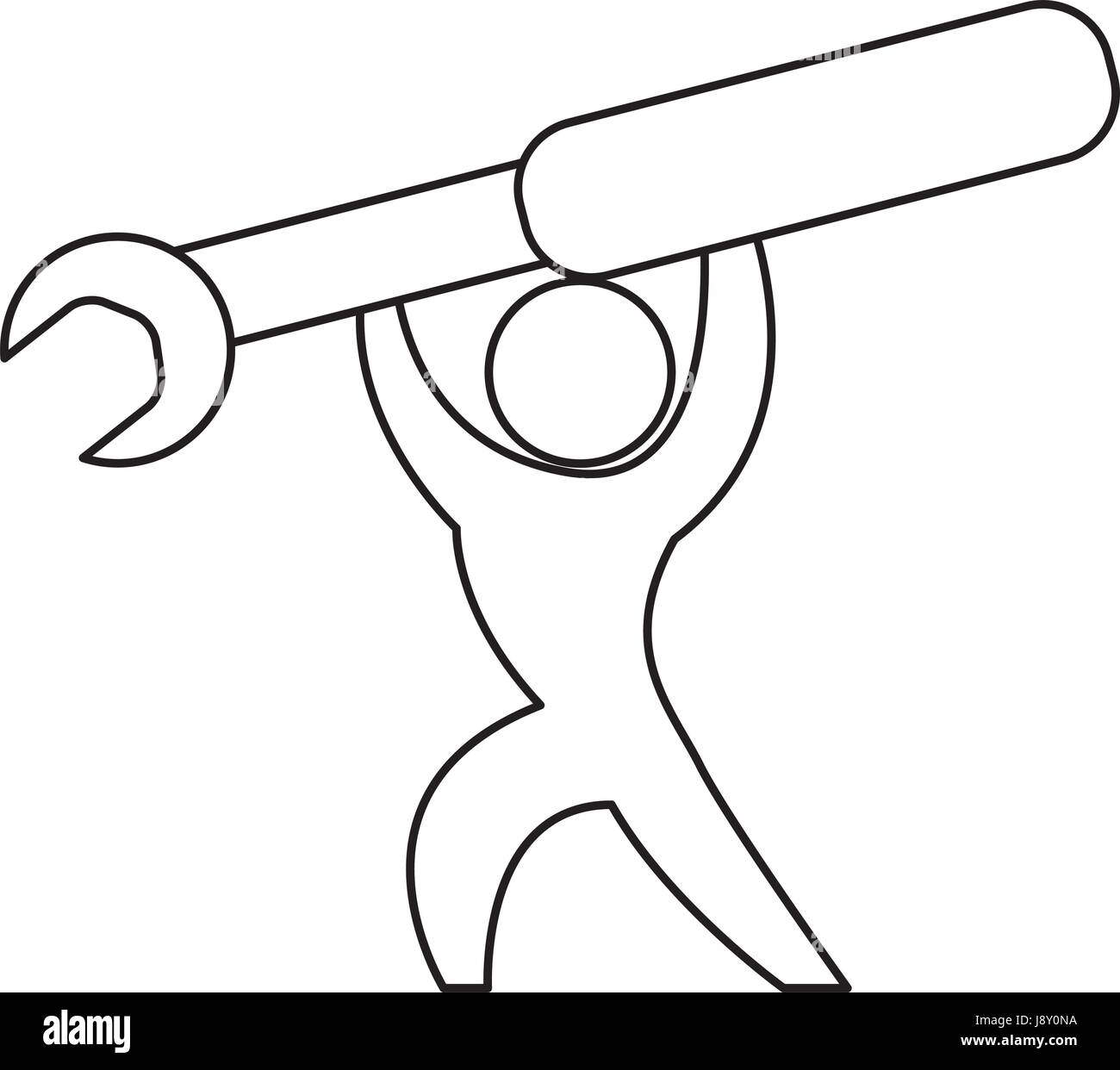 Worker with wrench pictogram Stock Vector Image & Art - Alamy
