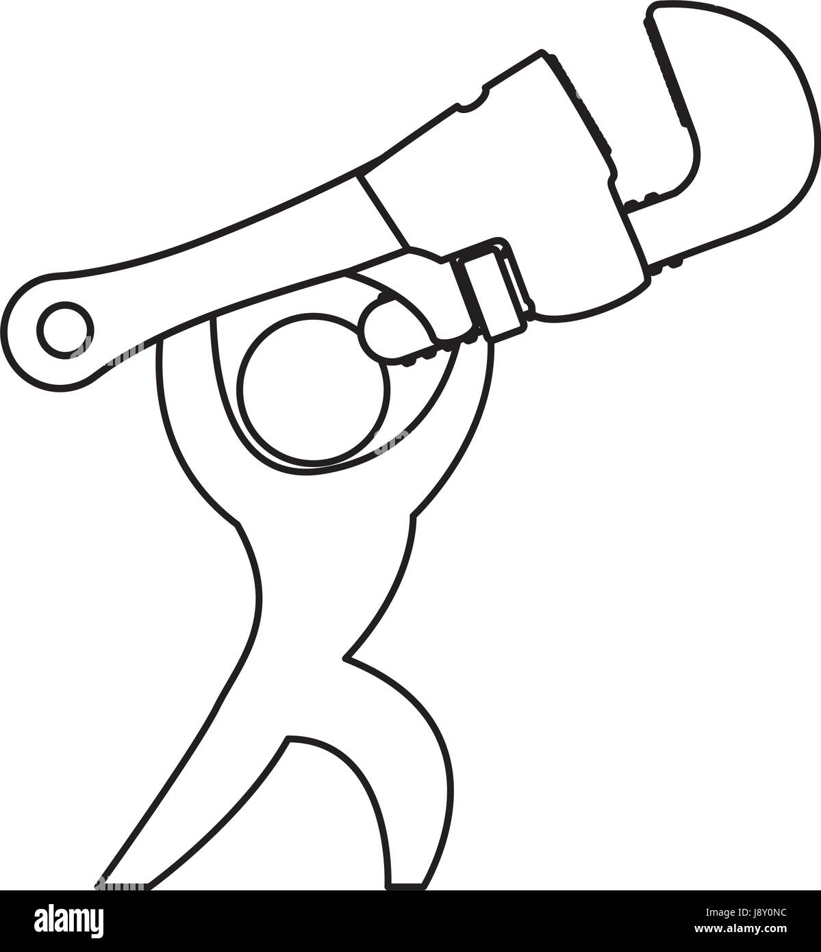 Worker with wrench pictogram Stock Vector Image & Art - Alamy