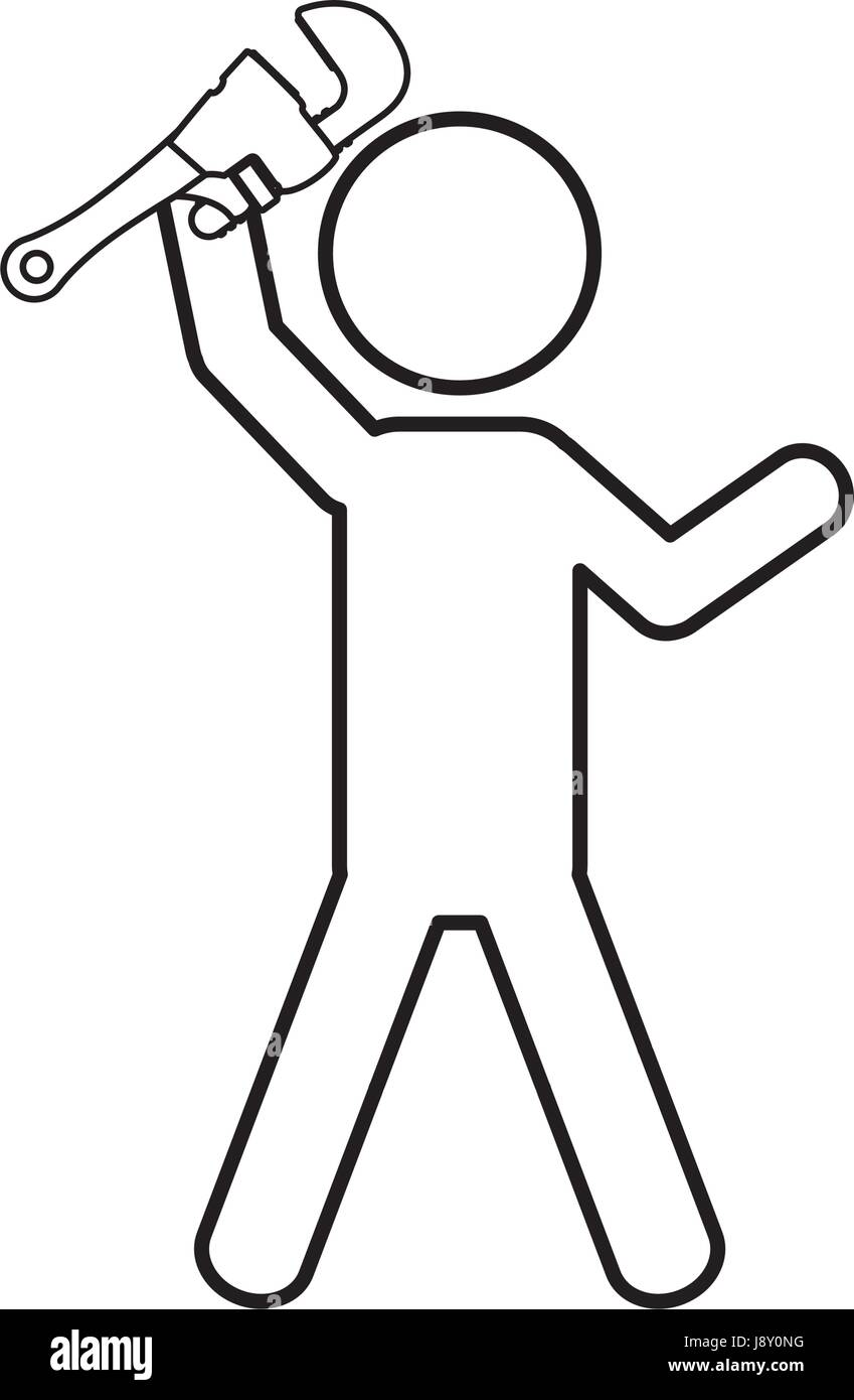 Worker with wrench pictogram Stock Vector Image & Art - Alamy