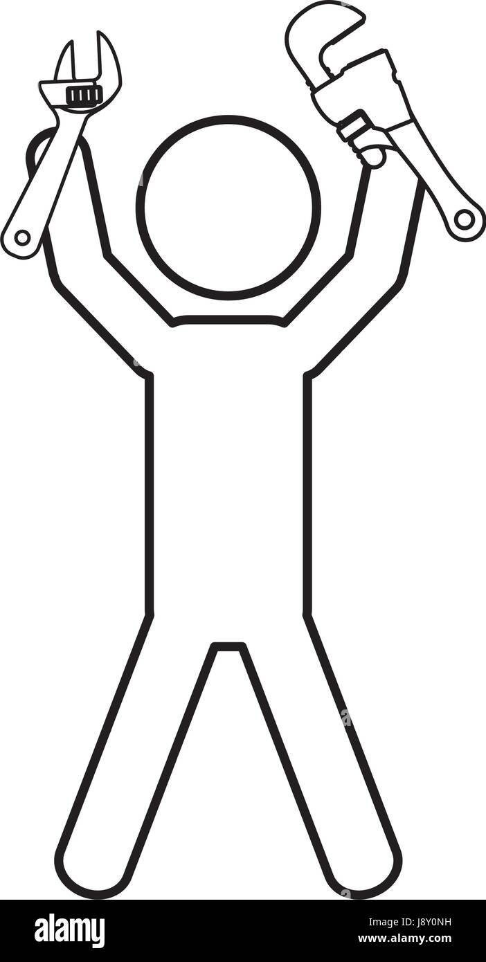 Worker with wrench pictogram Stock Vector Image & Art - Alamy