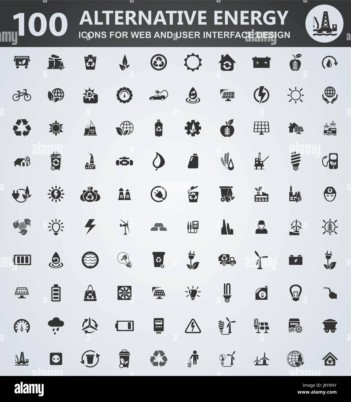 Alternative energy icons for web and user interface design Stock Vector ...