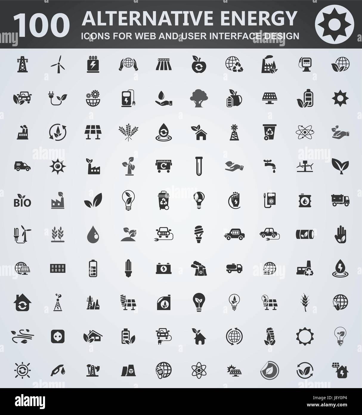 Alternative energy icons for web and user interface design Stock Vector ...
