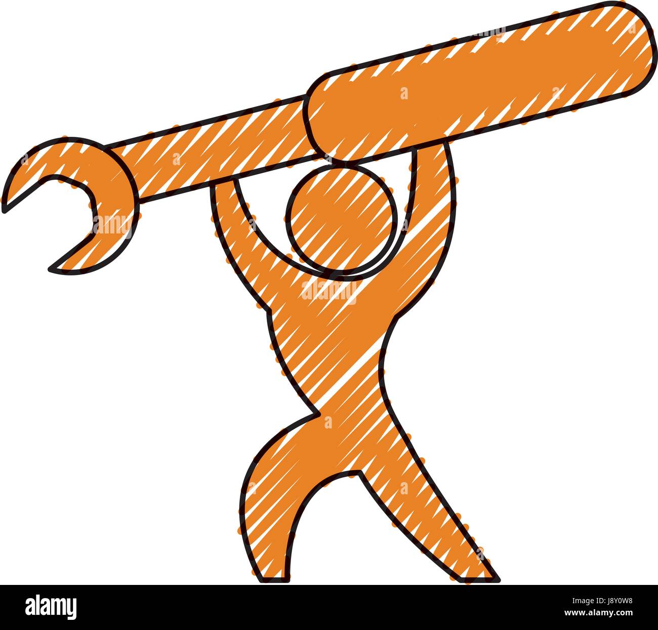 Worker with wrench pictogram Stock Vector Image & Art - Alamy