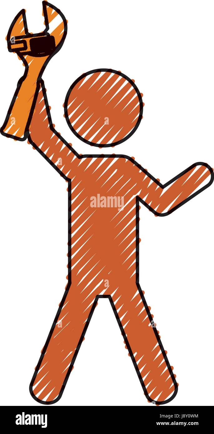 Worker with wrench pictogram Stock Vector Image & Art - Alamy