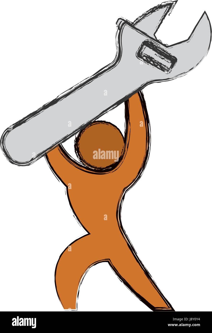 Worker with wrench pictogram Stock Vector Image & Art - Alamy