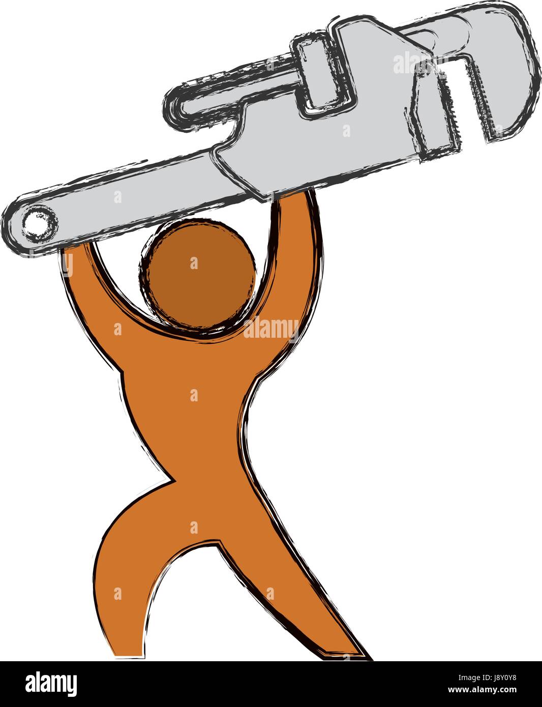 Worker with wrench pictogram Stock Vector Image & Art - Alamy