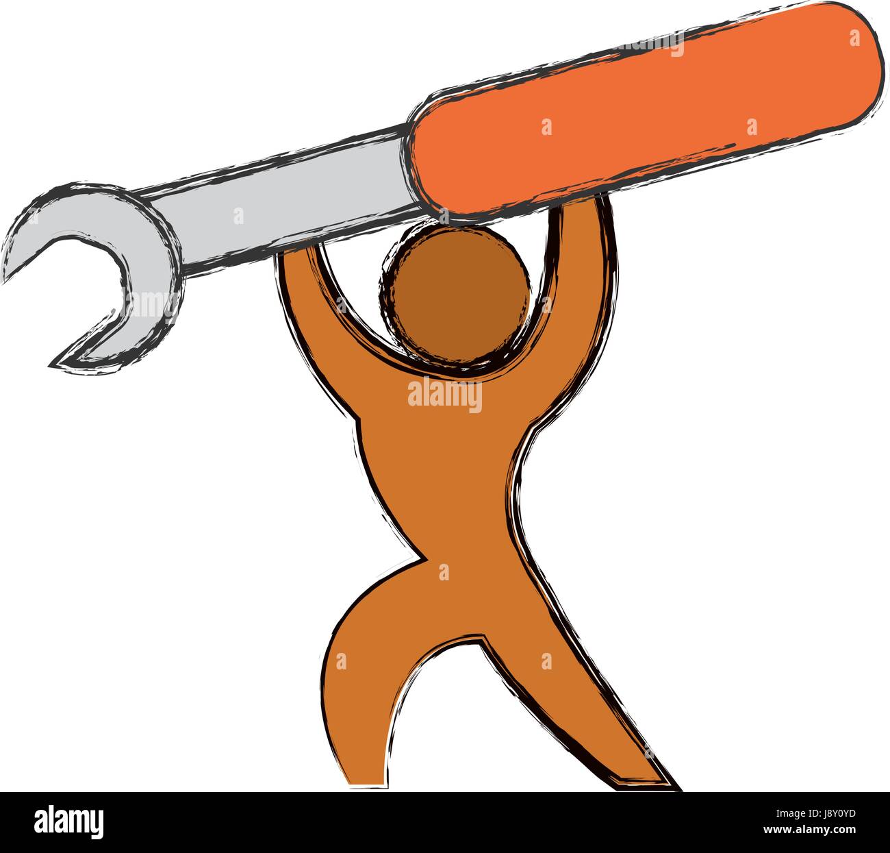 Worker with wrench pictogram Stock Vector Image & Art - Alamy