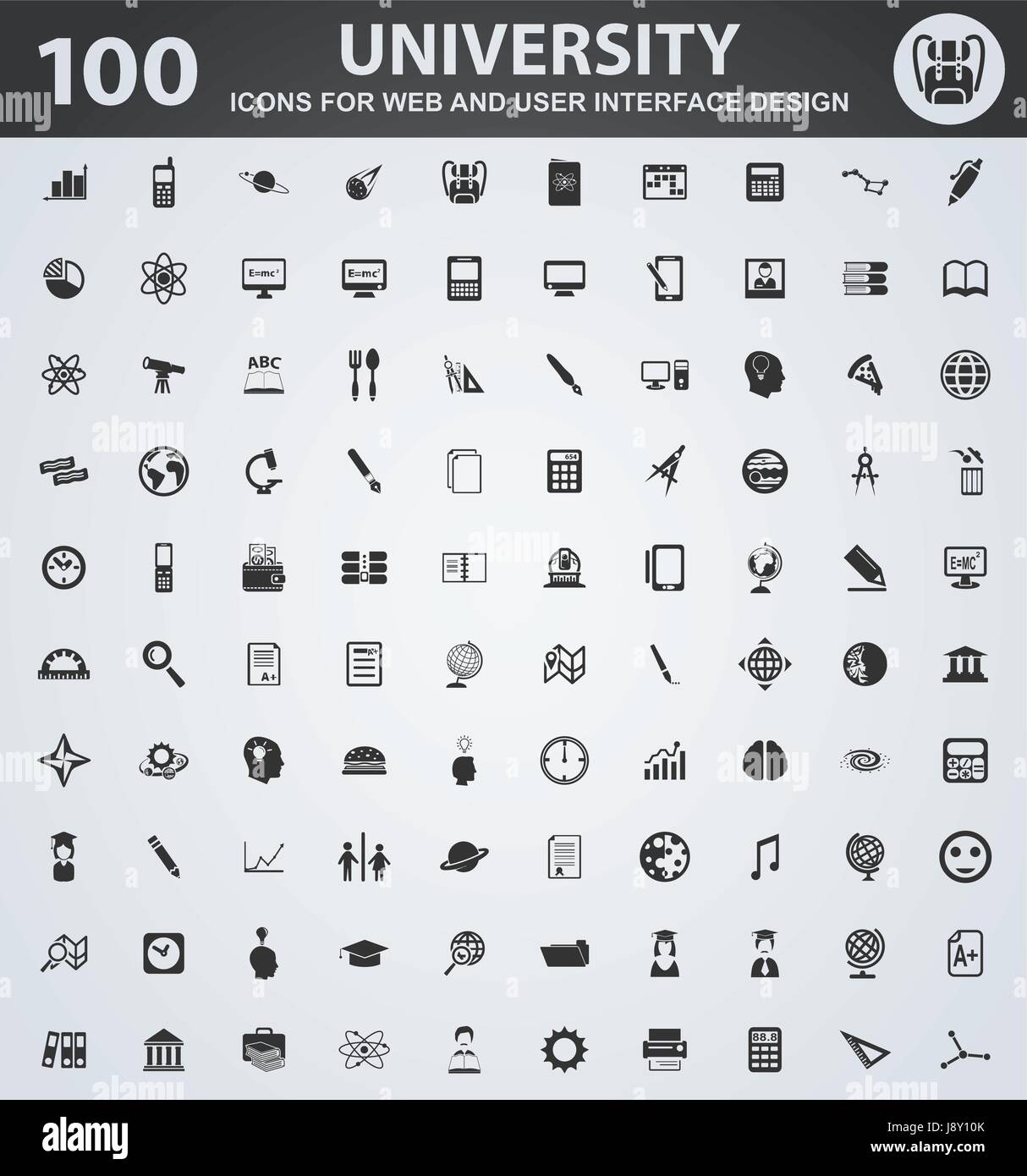 University icons for web and user interface design Stock Vector Image ...