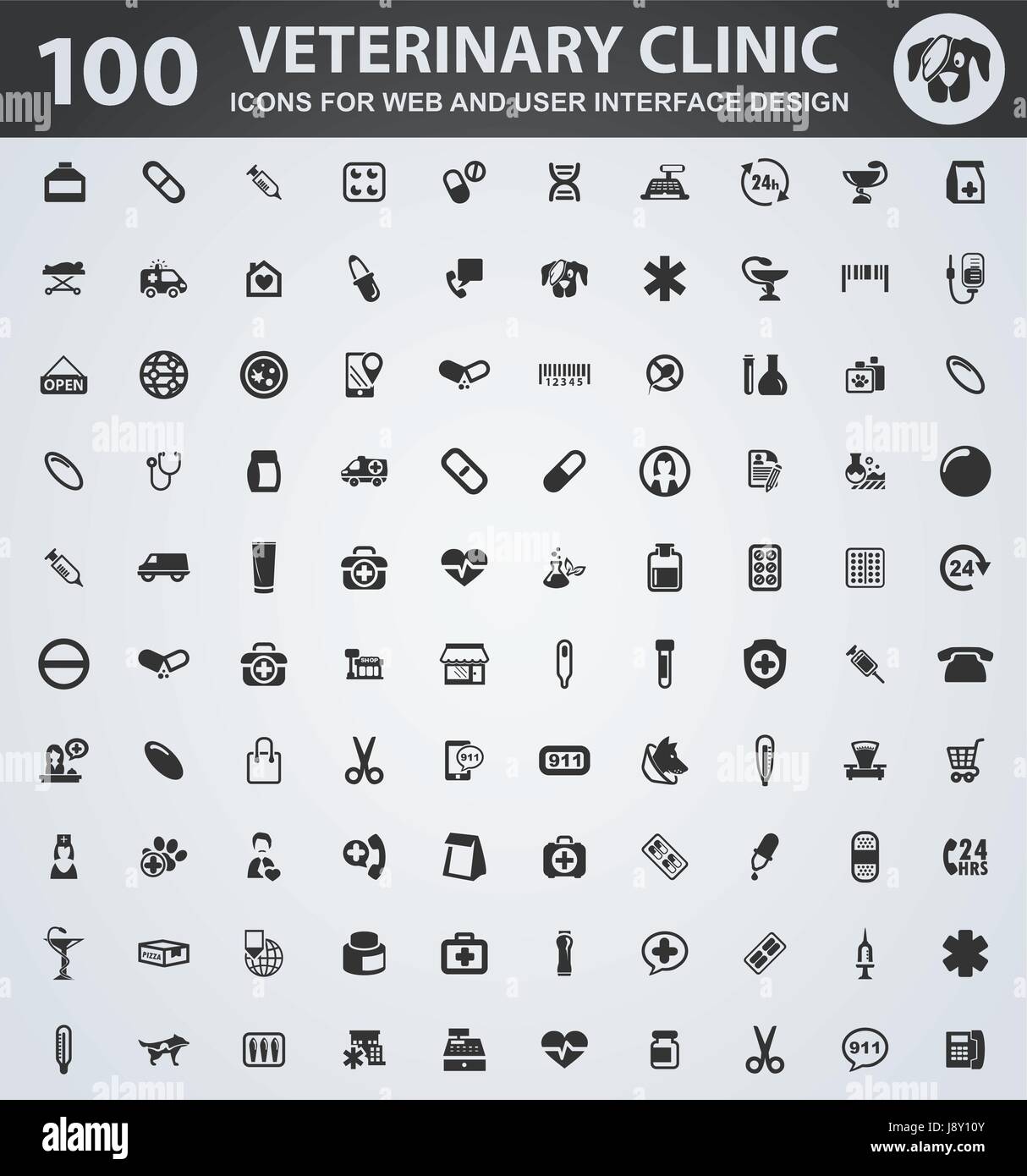 Veterinary clinic icons for web and user interface design Stock Vector ...